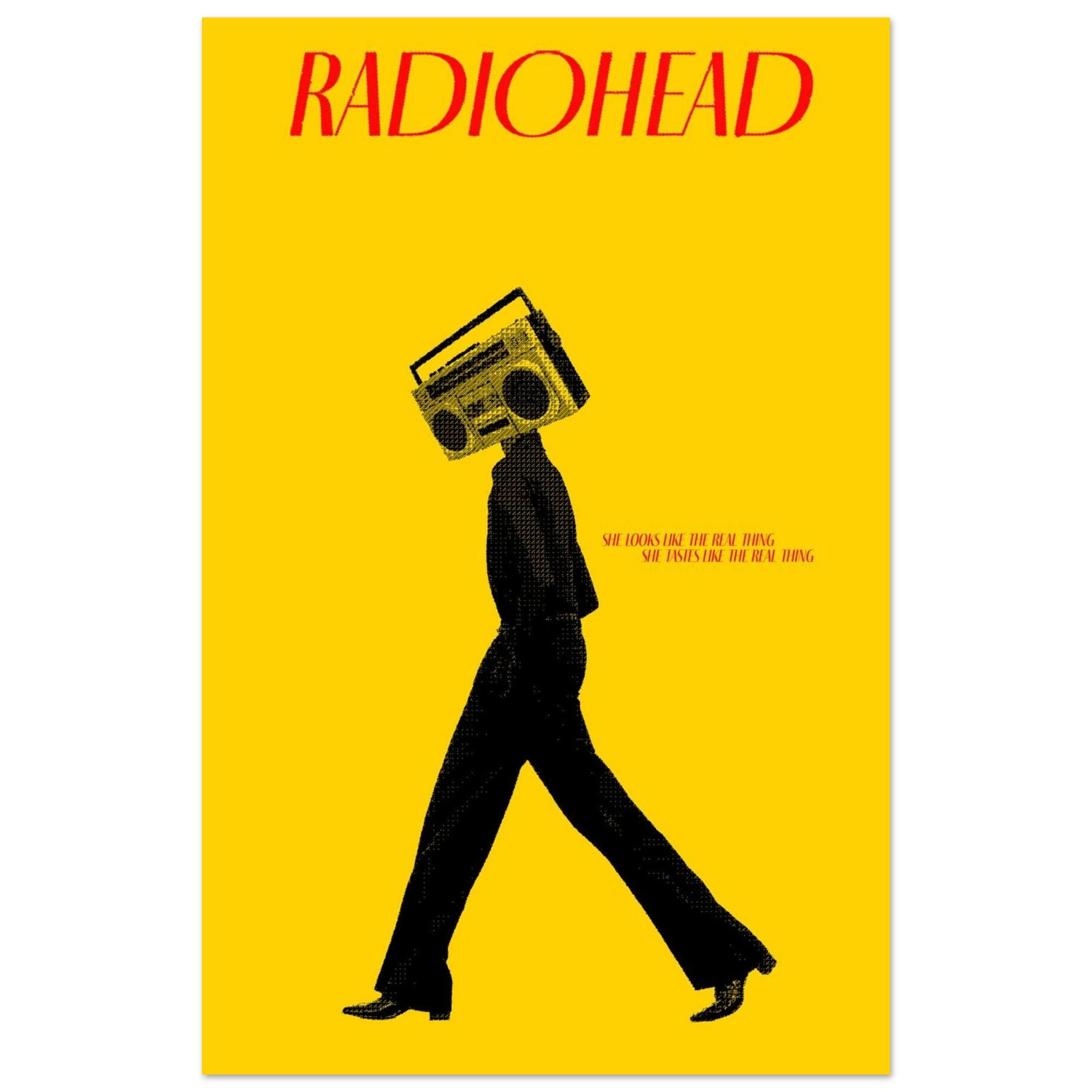 No Frame Radiohead Poster: Boombox Head, Yellow Art Print - Walmart.com