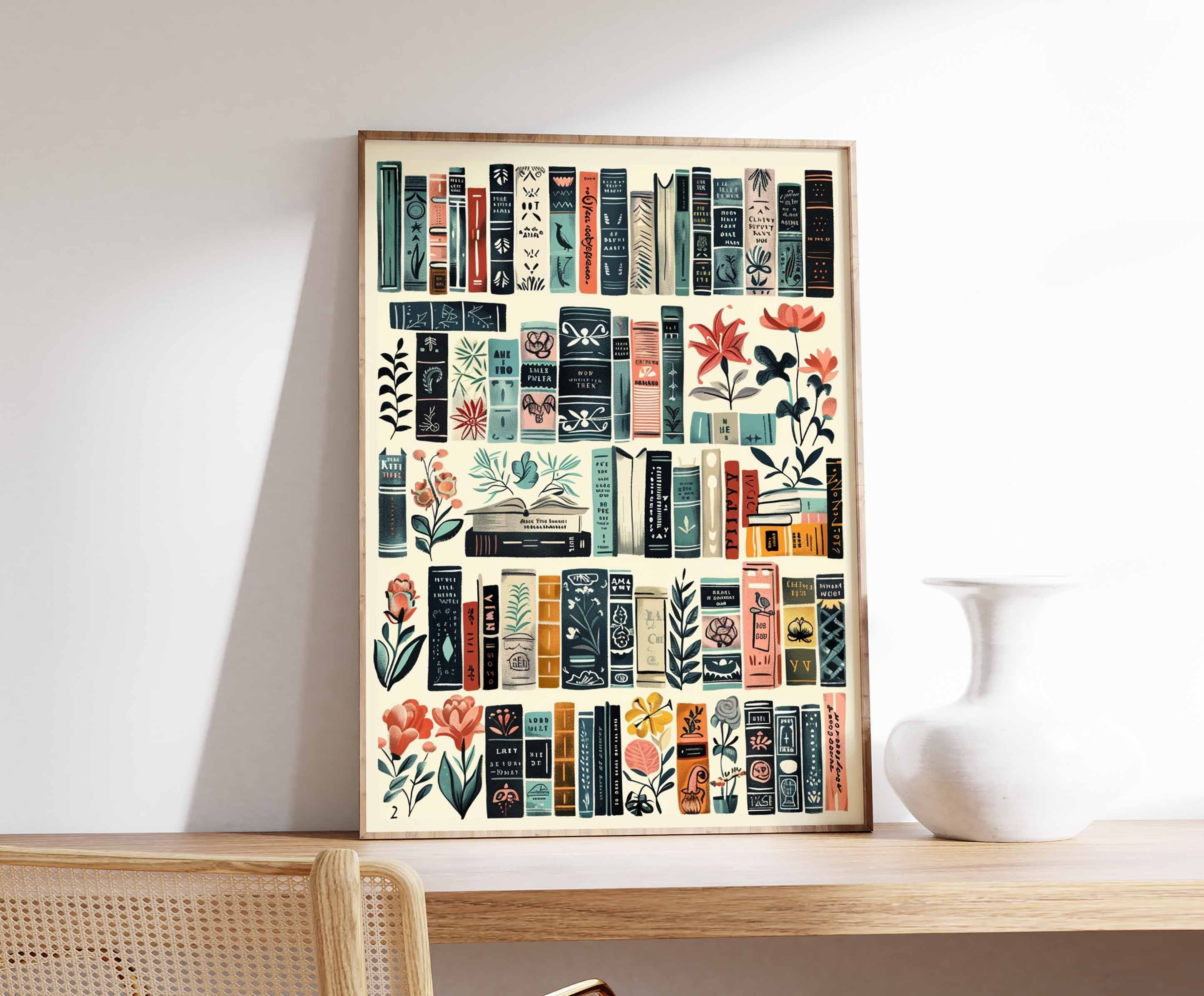 No Frame Vintage Library Poster, Book Art, Reading Poster, Book Lovers ...