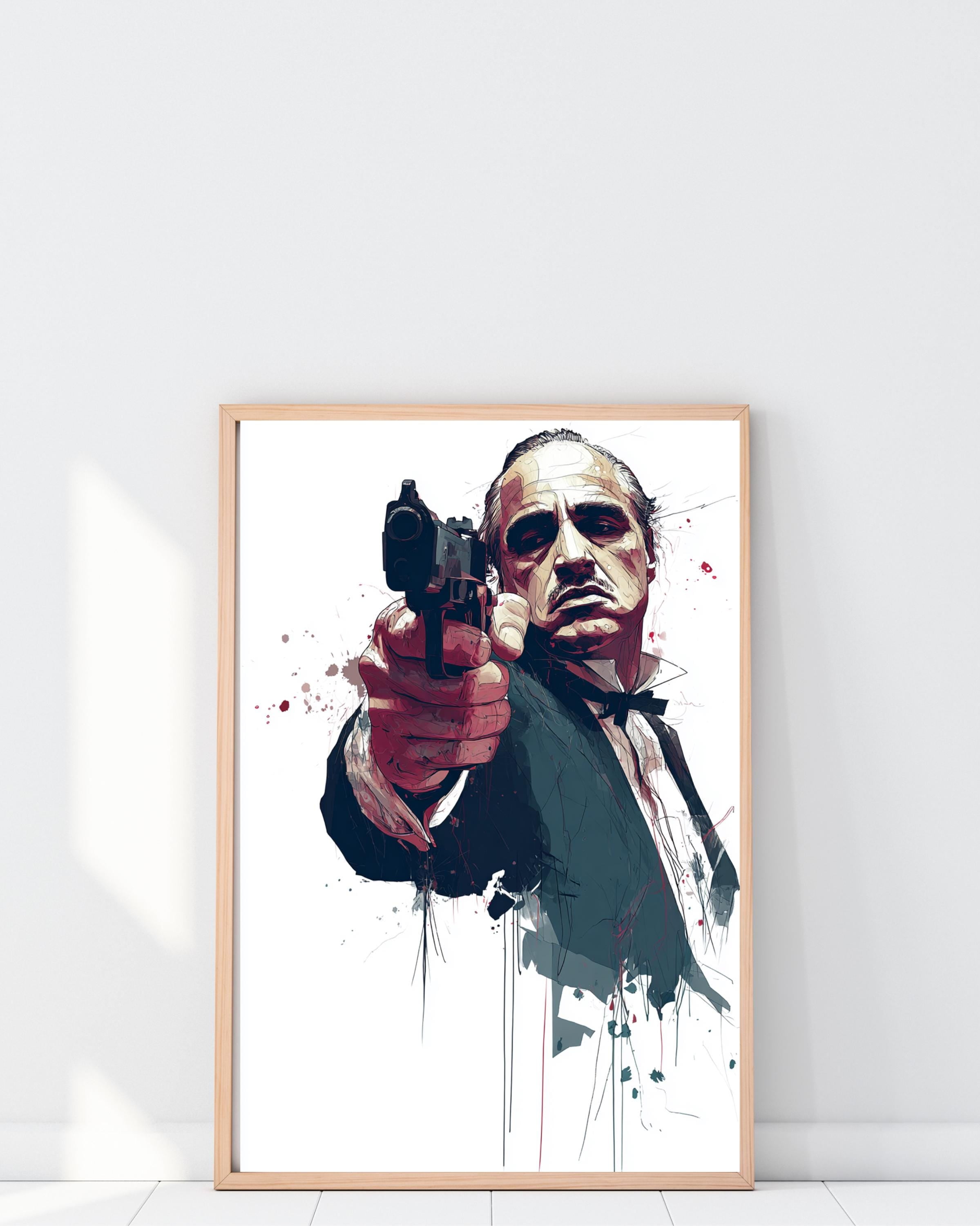No Frame Vito Corleone Gunpoint Print, The Godfather Mafia Boss Wall ...
