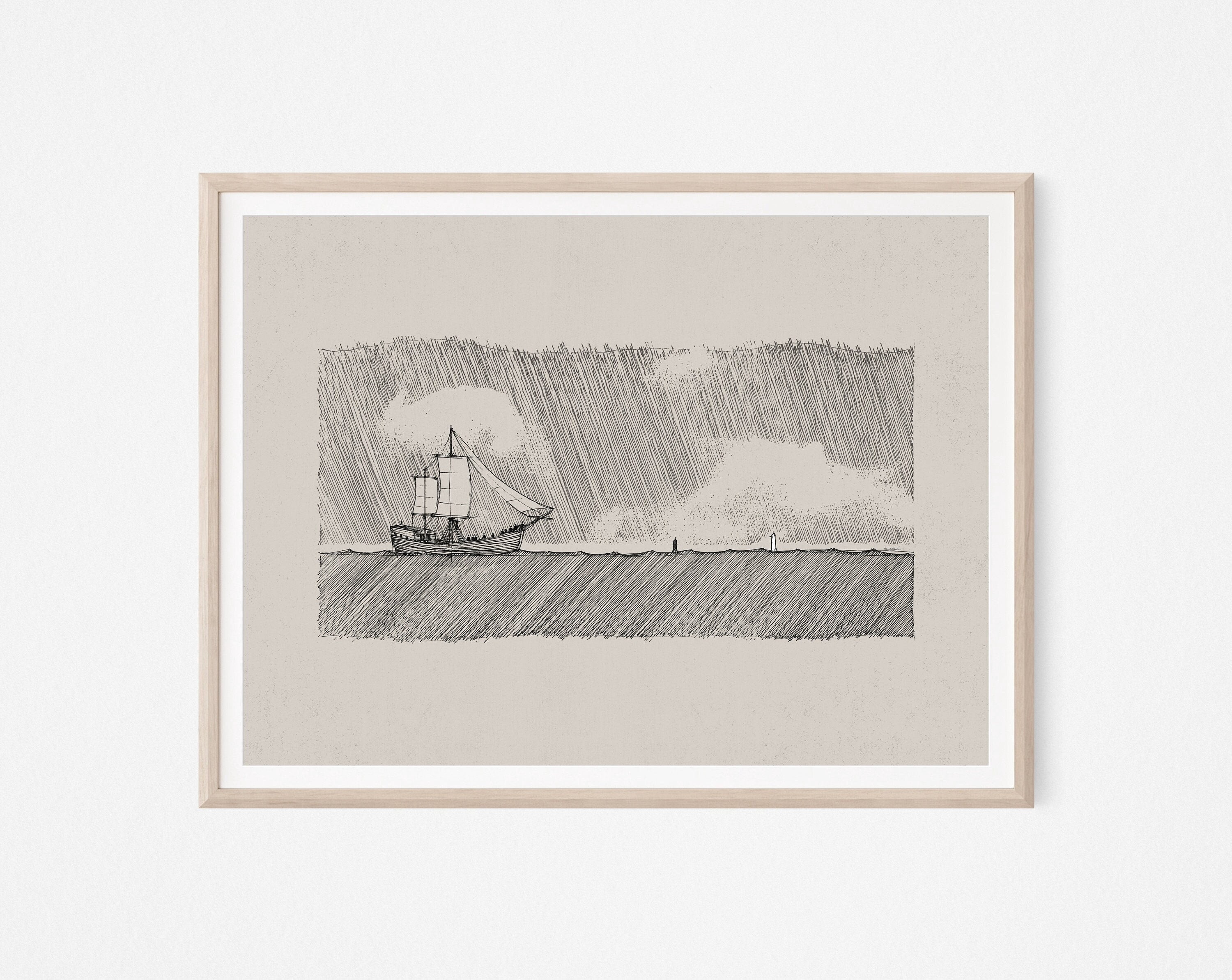 (No Frame) Walk on Water (Peter and Jesus), Jesus Art, Bible Art, WALL ...