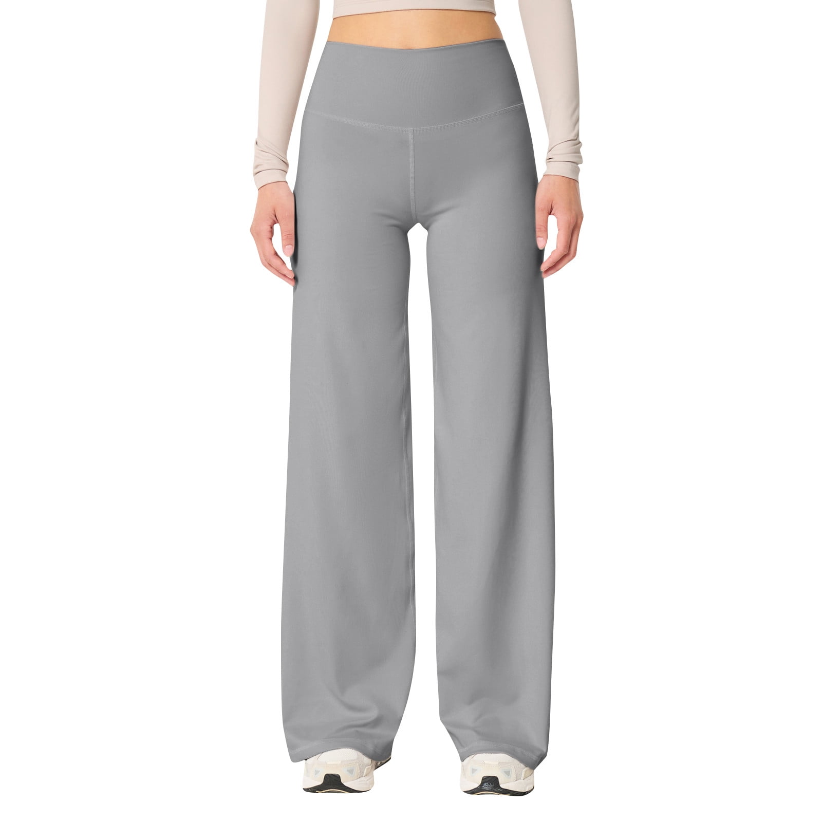 No Front Seam High Waisted Stretch Straight Wide Leg Leggings for Women ...