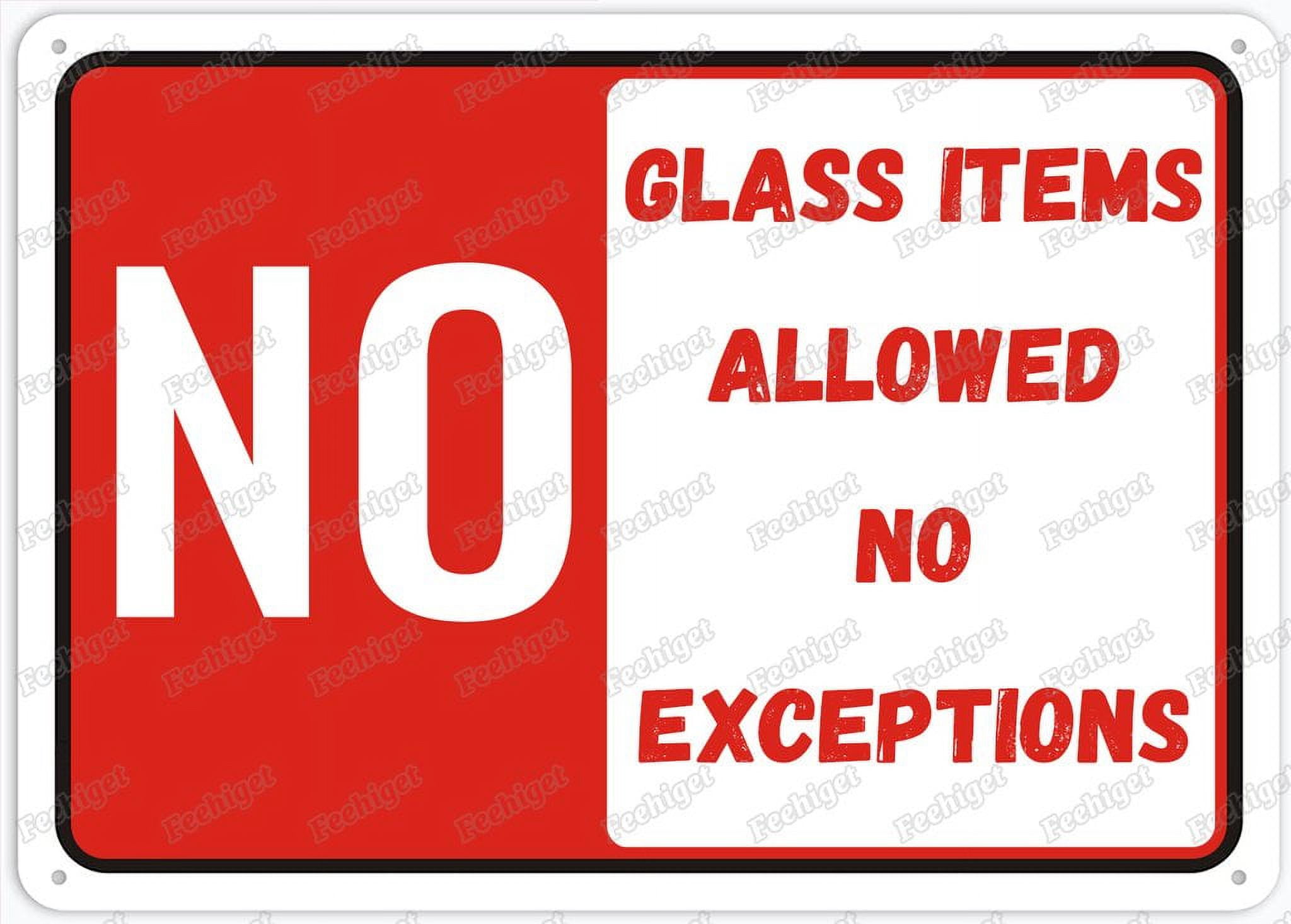 No Glass Items Allowed No Exceptions Funny Vintage Tin Signs 8 X 12 ...