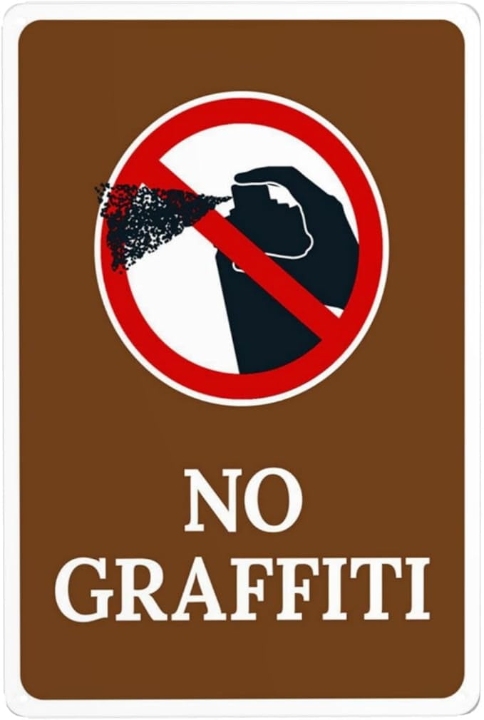 No Graffiti Metal Warning,Caution Security Poster for Road Street Home ...