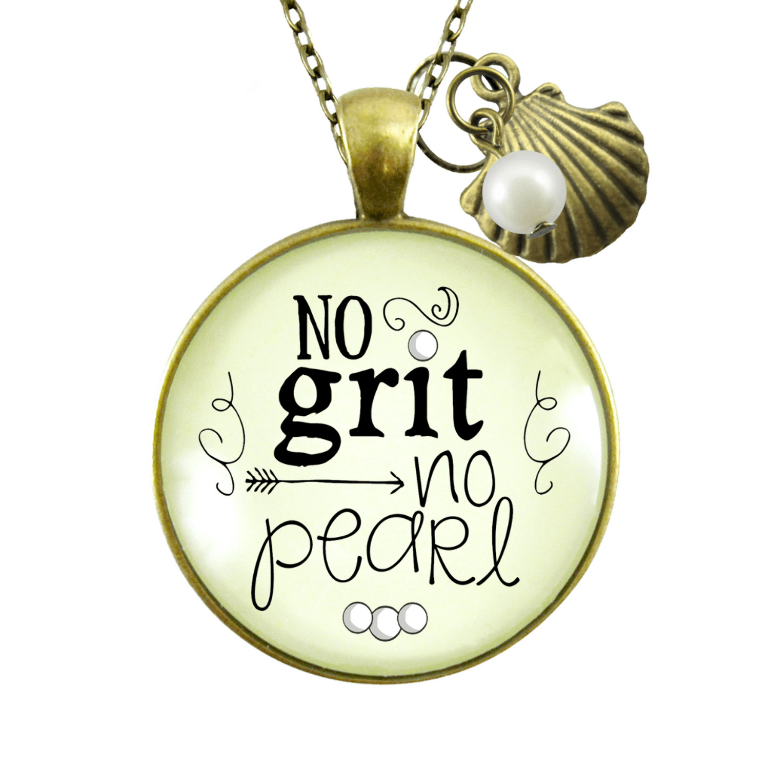 No Grit No Pearl Strength Gutsy Goodness Necklace Adult Female Bronze ...