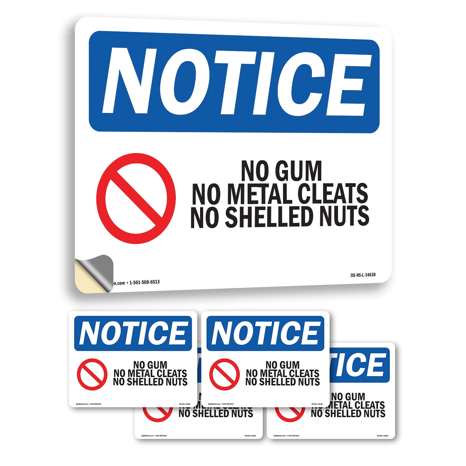 No Gum No Metal Cleats No Shelled Nuts With Symbol OSHA Notice Vinyl ...
