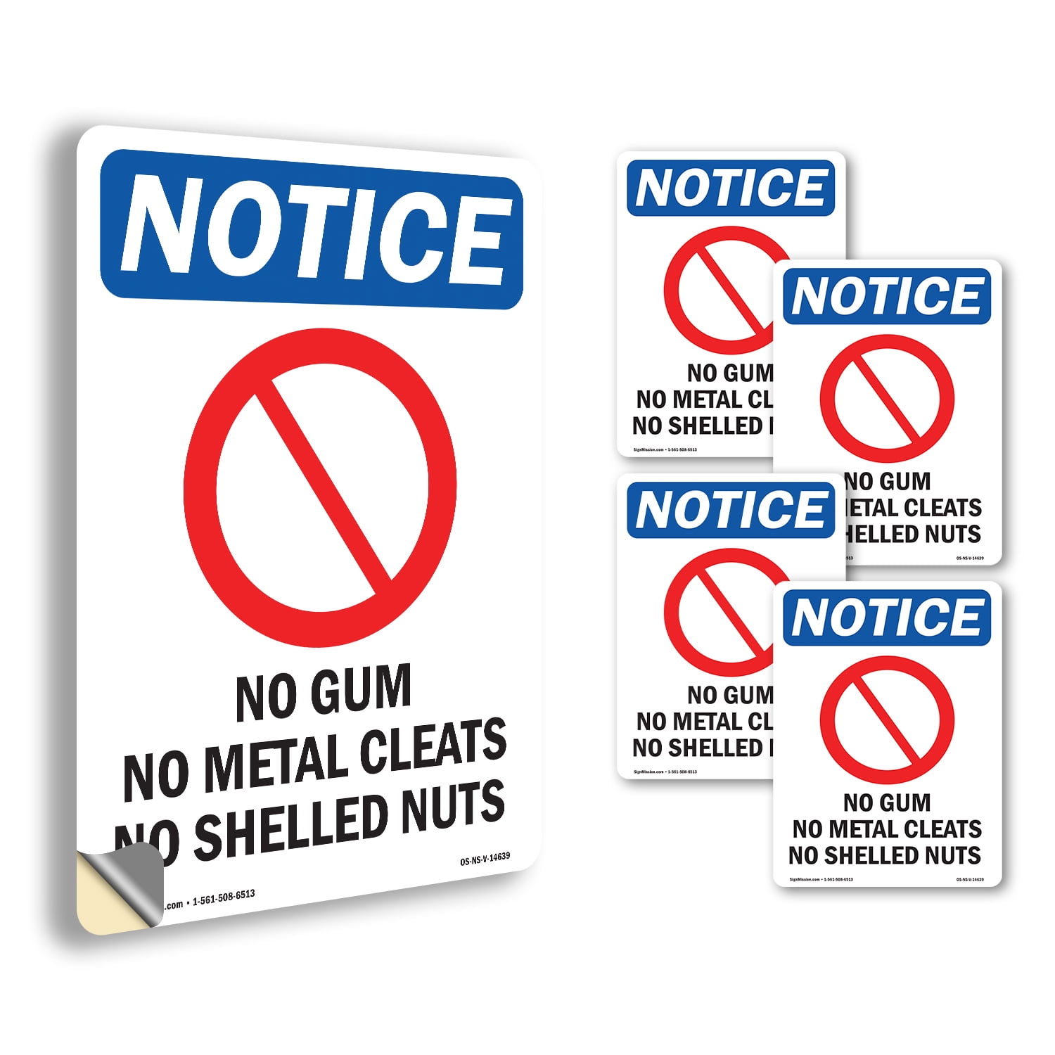 No Gum No Metal Cleats With Symbol OSHA Notice Vinyl Decal Label 18 ...