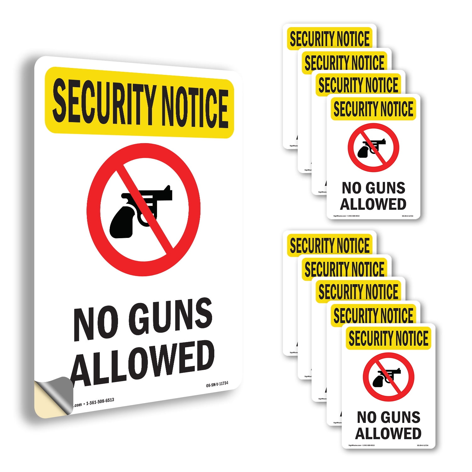 No Guns Allowed With Symbol OSHA Security Notice Vinyl Decal Label 18 ...