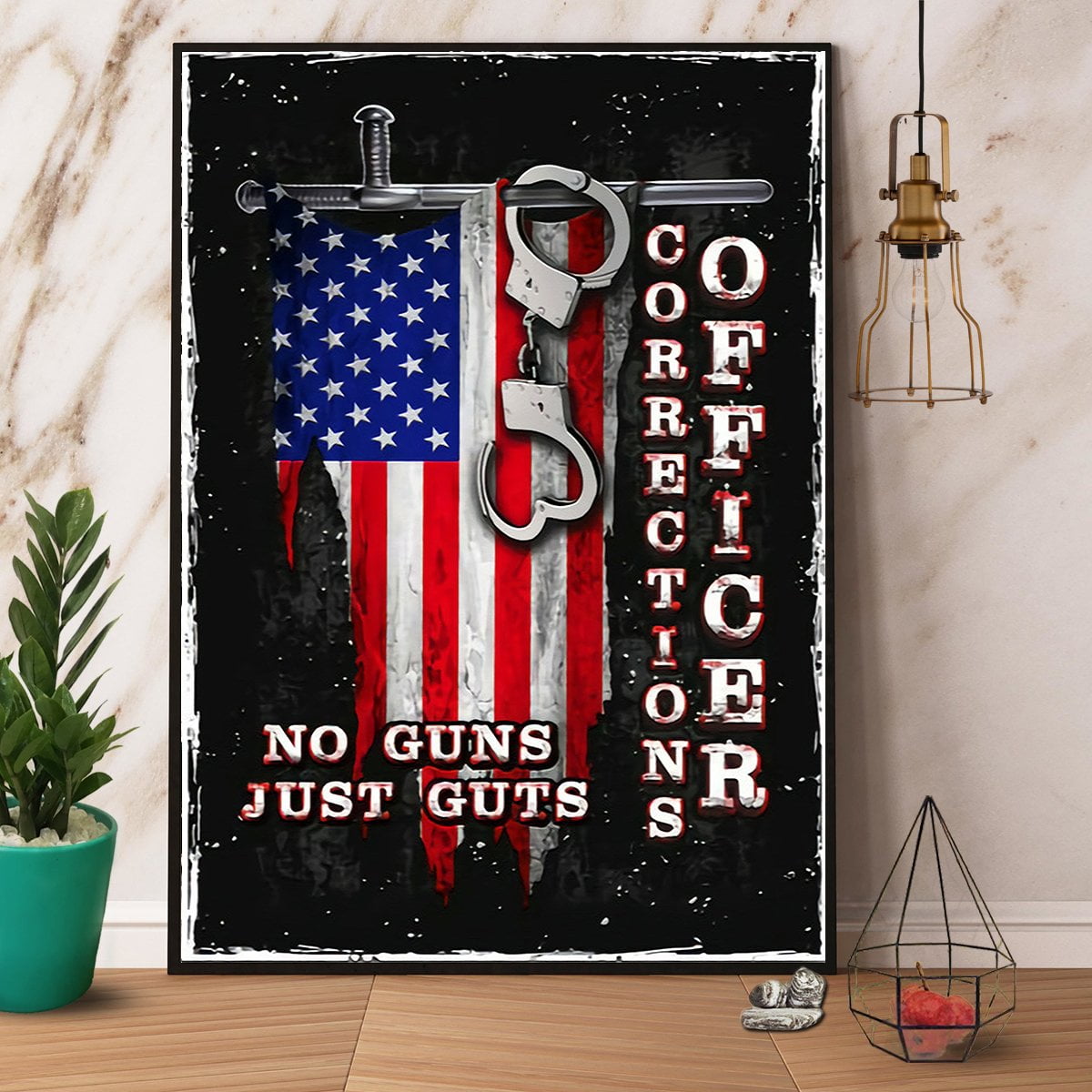 No Guns Just Guts Officer Corrections American Flag Vertical Paper ...