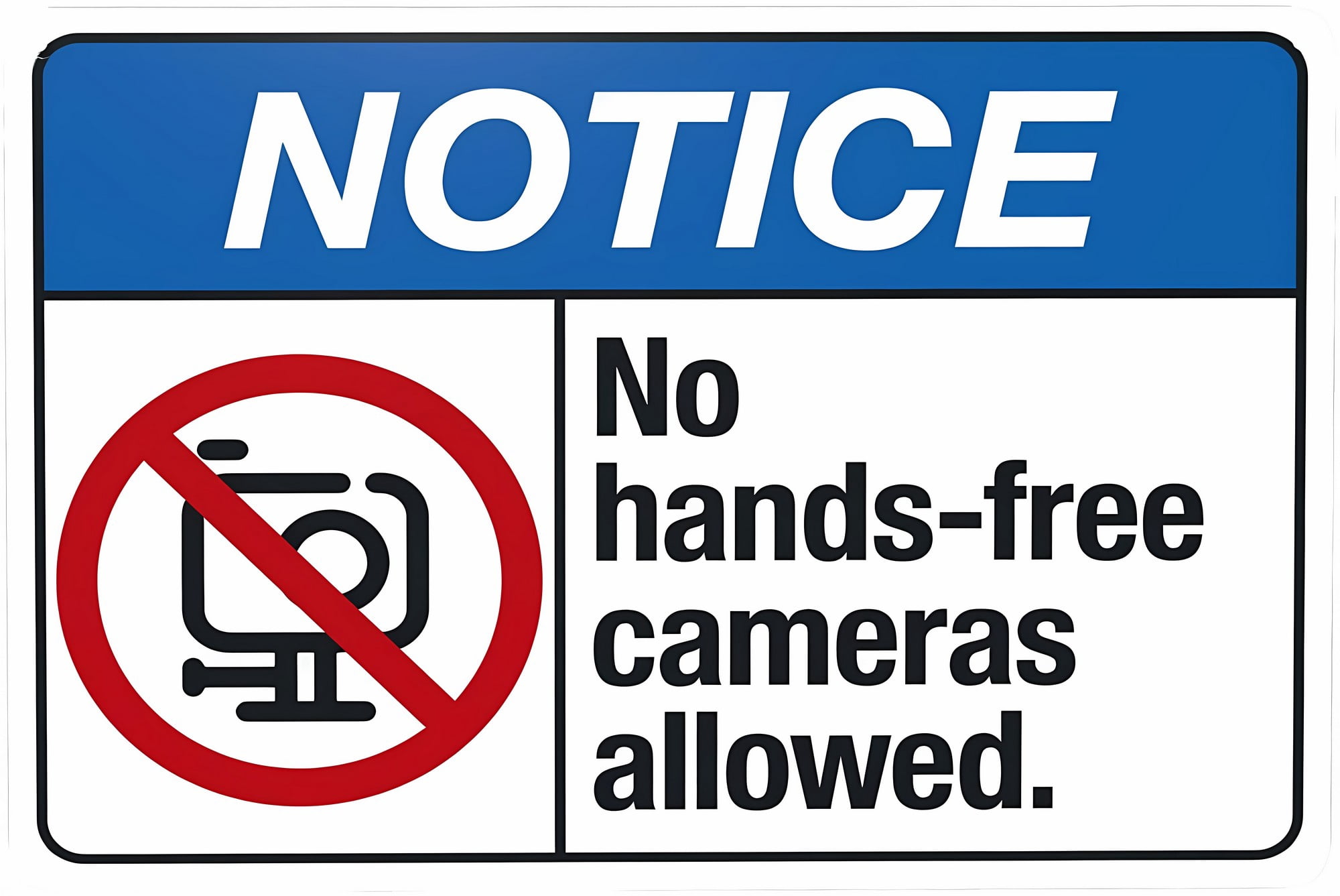 No Hands-Free Cameras Allowed Warning Sign - 8"x12" Door Security Metal ...