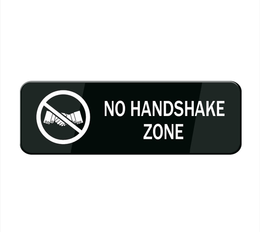 No Handshake Zone Sign: Easy To Mount Informative Plastic Sign With Symbols 10"X3" - Walmart.com
