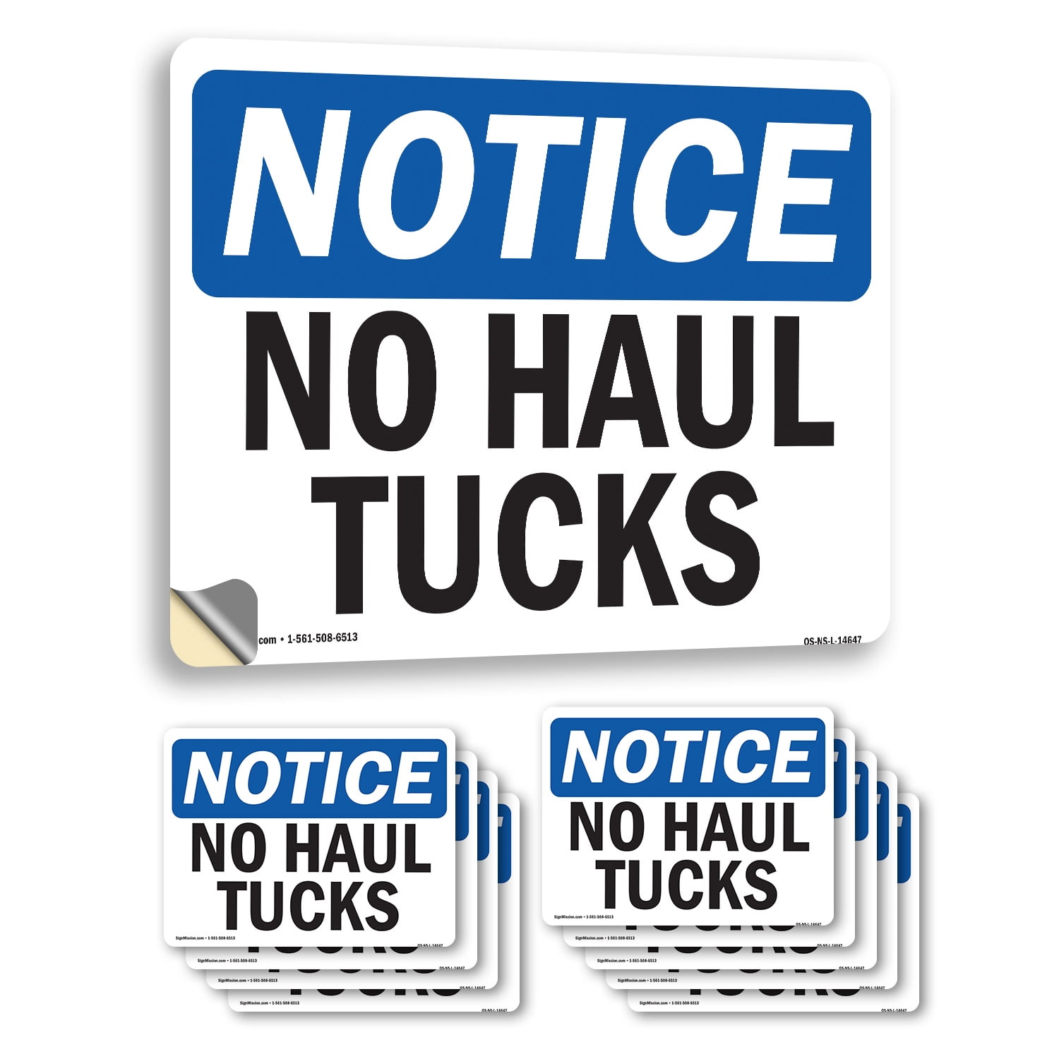 No Haul Trucks OSHA Notice Vinyl Decal Label 7 Inch x 5 Inch - 10 Pack ...