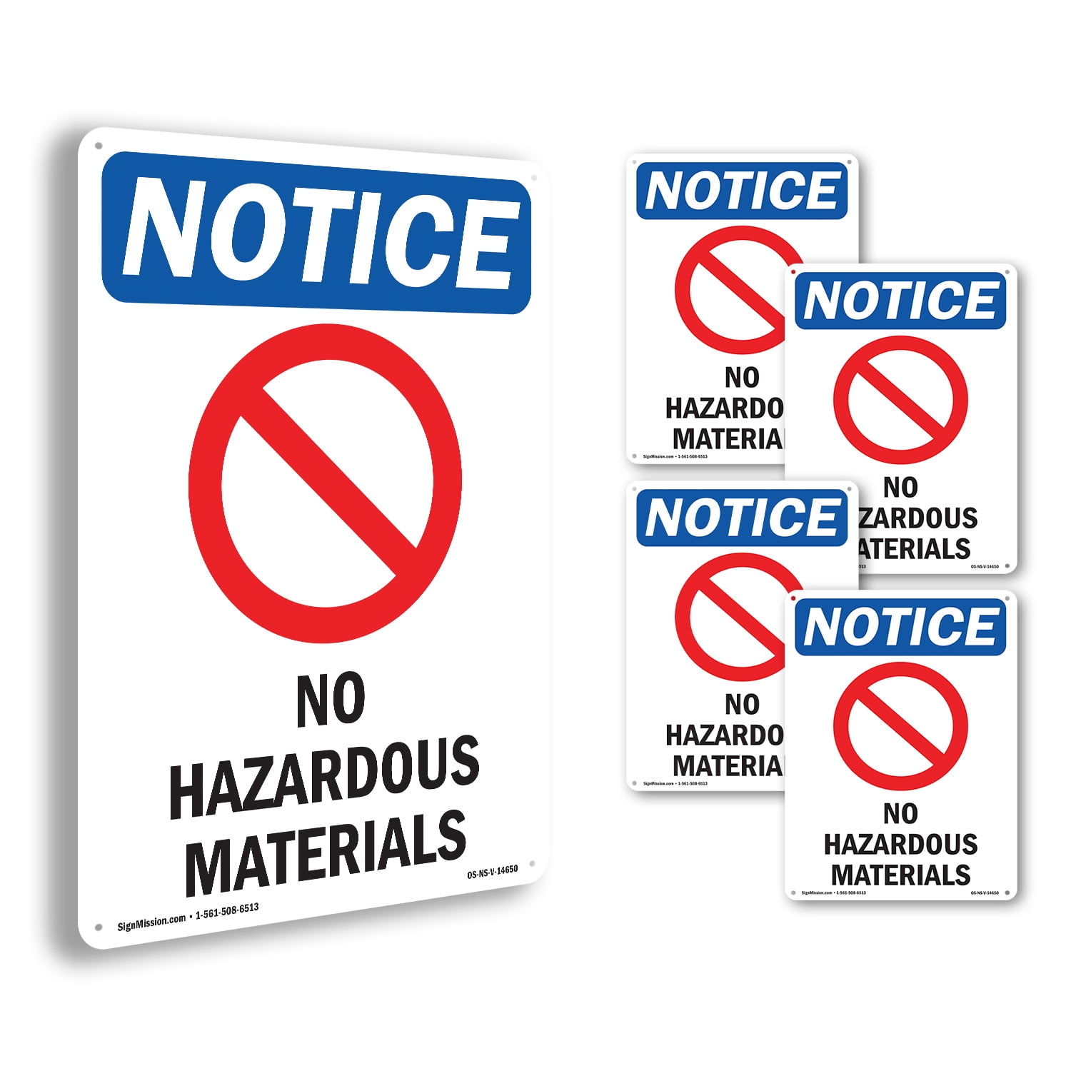 No Hazardous Materials OSHA Notice Aluminum Sign 18 Inch x 12 Inch - 5 ...