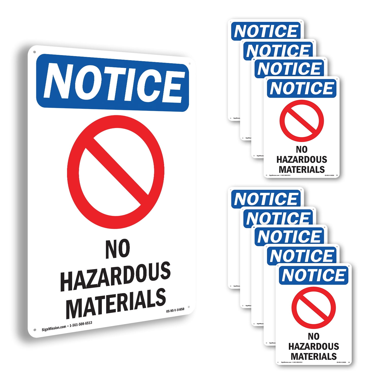 No Hazardous Materials OSHA Notice Rigid Plastic Sign 10 Inch x 7 Inch ...