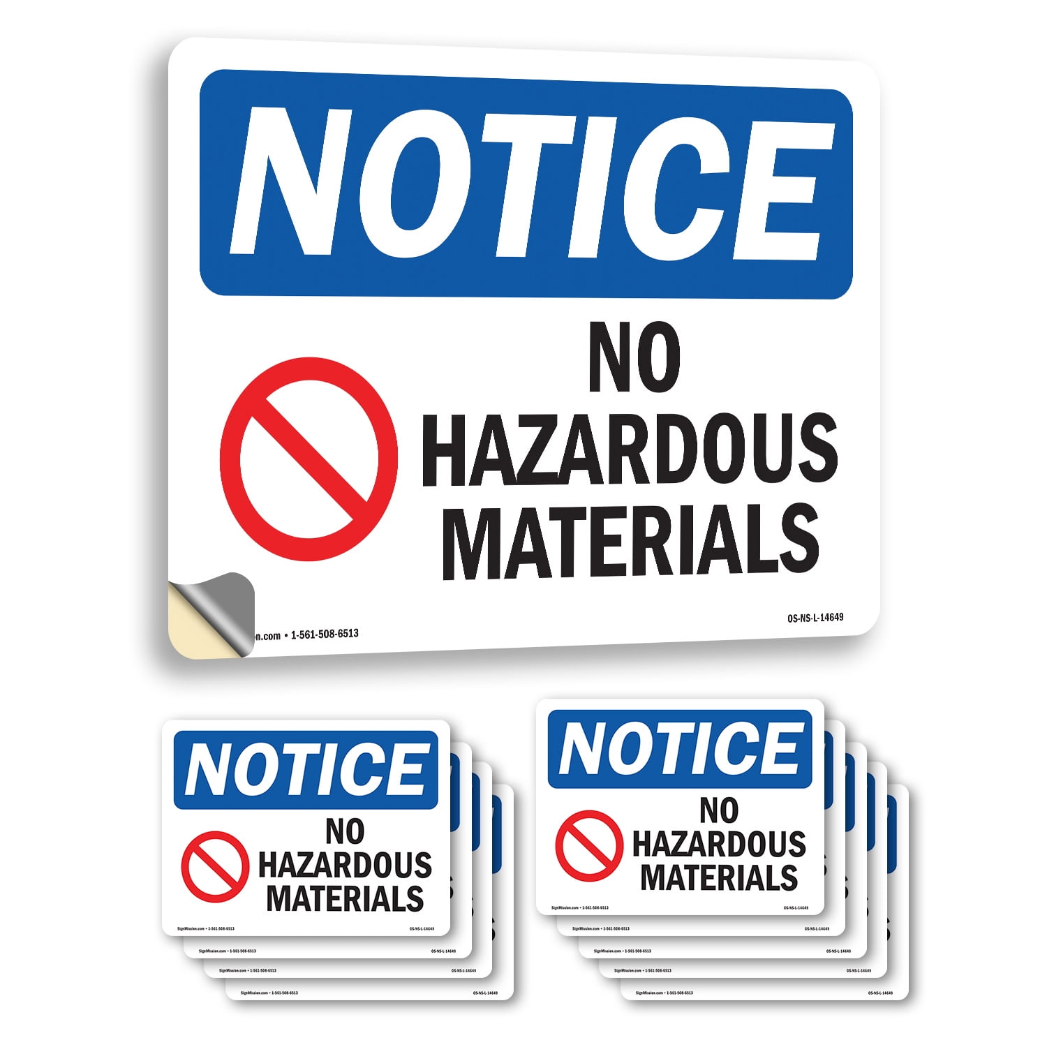 No Hazardous Materials With Symbol OSHA Notice Vinyl Decal Label 18 ...