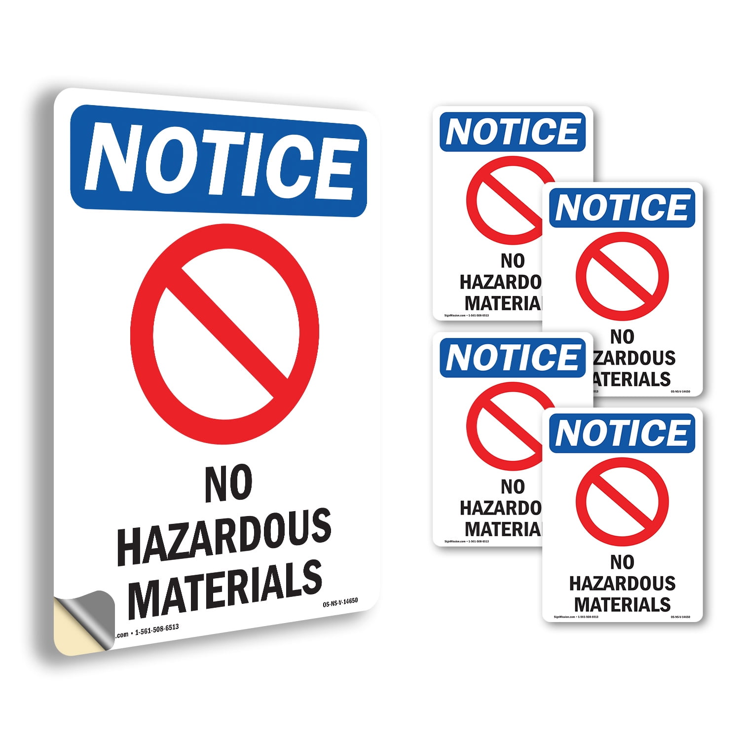 No Hazardous Materials With Symbol OSHA Notice Vinyl Decal Label 18 ...