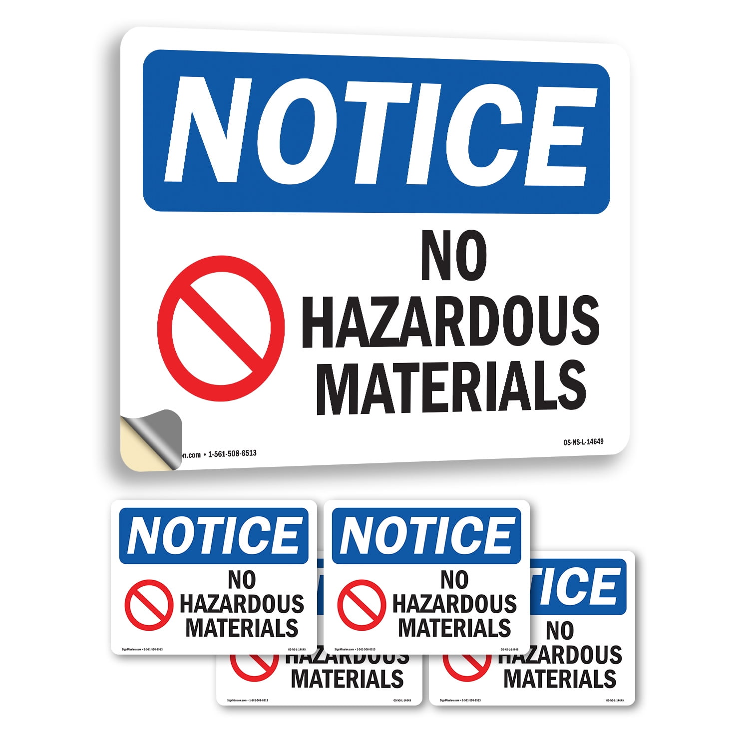 No Hazardous Materials With Symbol OSHA Notice Vinyl Decal Label 24 ...