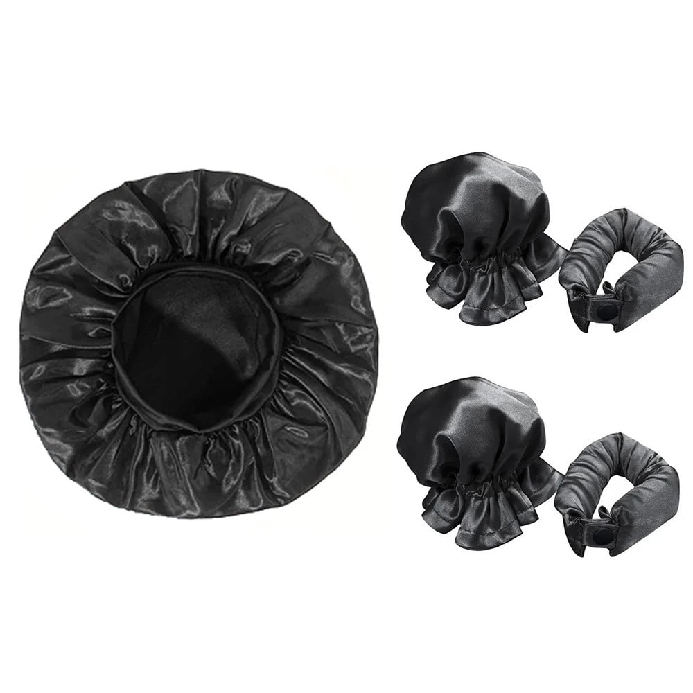 No Heat Hair Curler And Satin Sleeping Cap Set Heatless Hair Curling ...