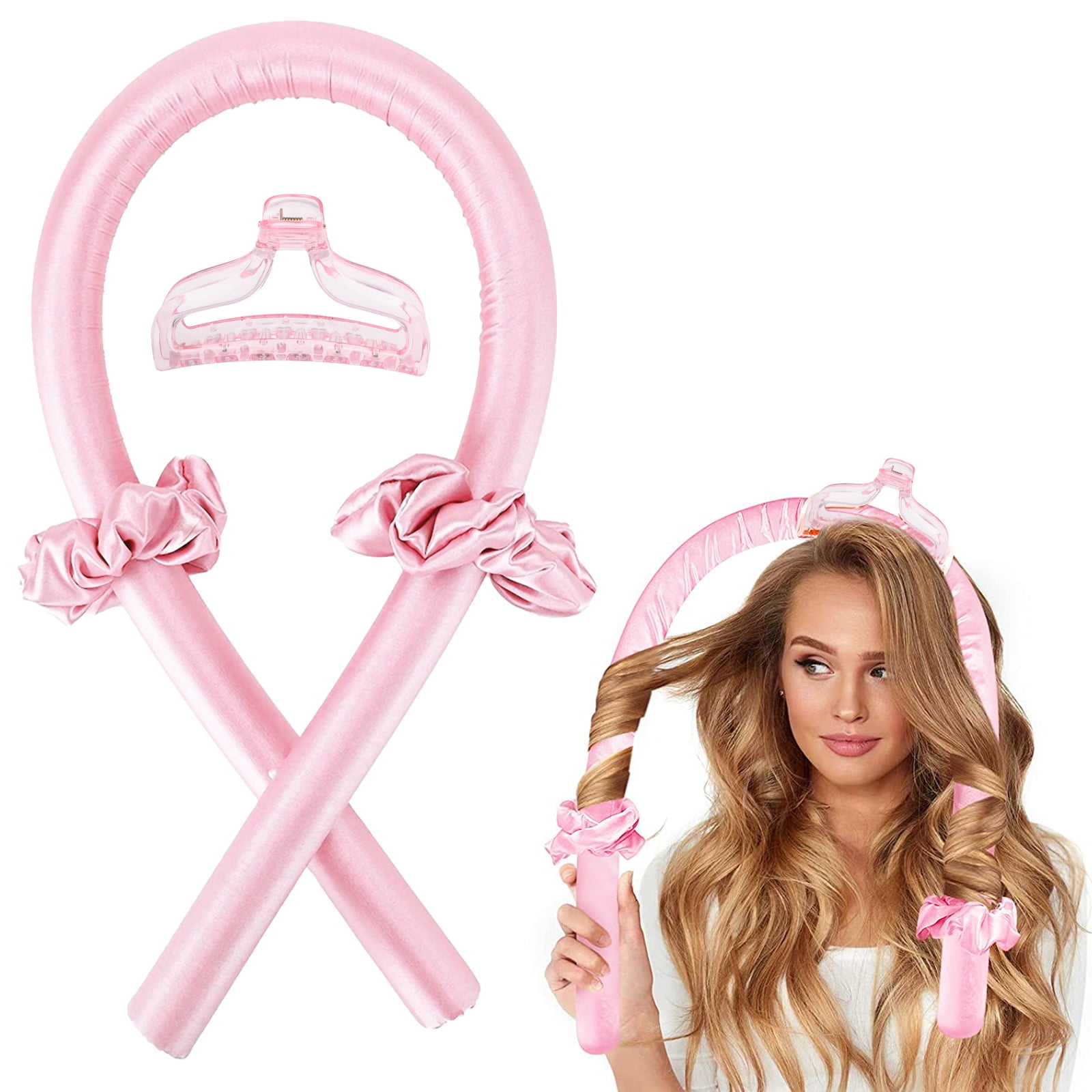 No Heat Sleep Curling Iron Rod Headband Heatless Curls Silk Ribbon Hair ...