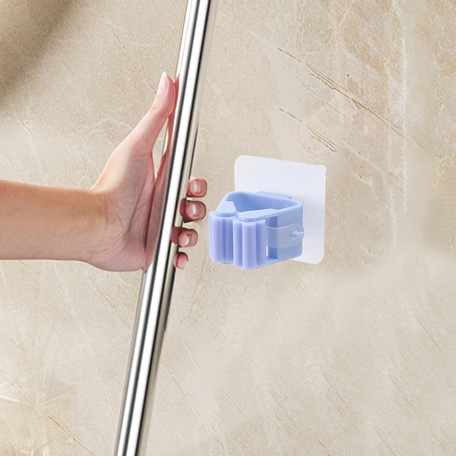 No-Hole Mop Hooks, Strong Wall Mop Hangers for Bathroom, Heavy-Duty Mop ...