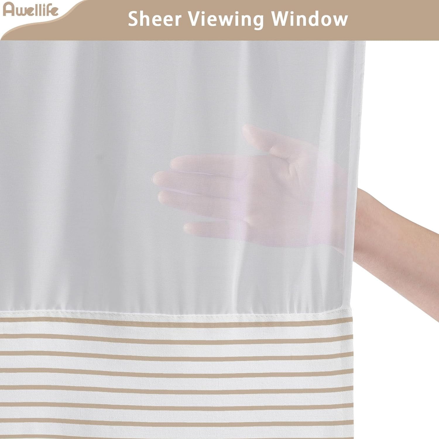 No Hook Shower Curtain With Snap In Liner Set Cotton And Linen Blend ...