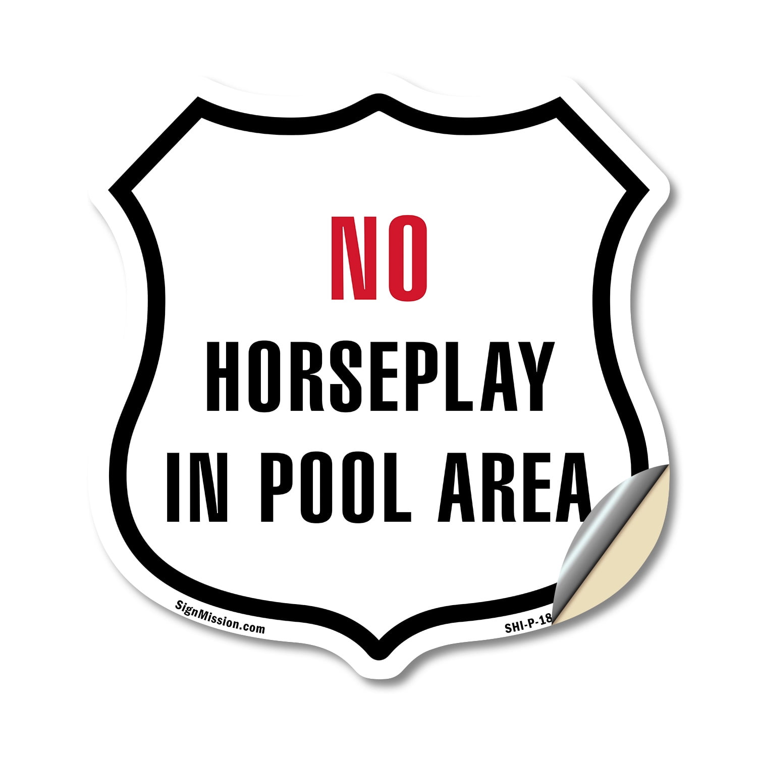 No Horseplay in the Pool Area (2 Pack) 4 inch X 4 inch Shield Shaped ...