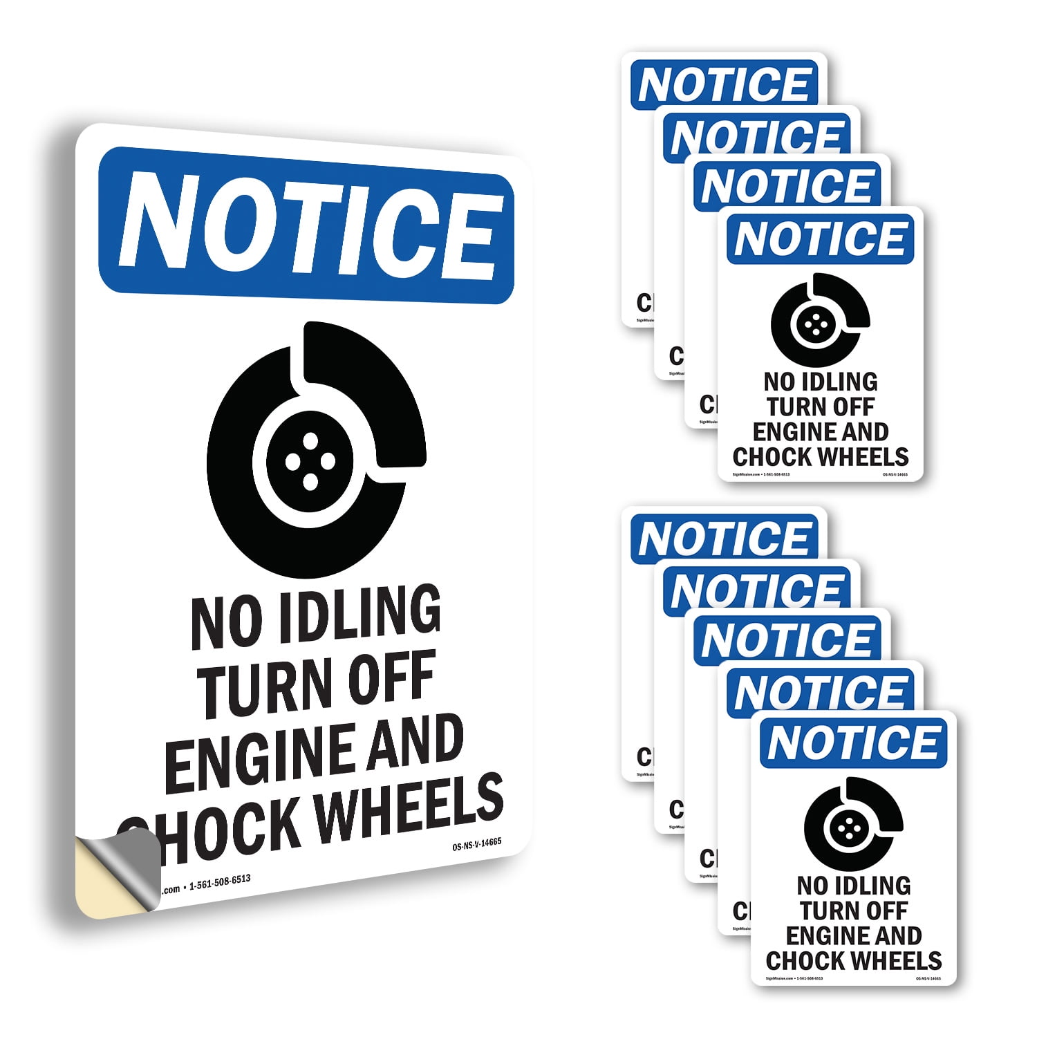 No Idling Turn Off With Symbol OSHA Notice Vinyl Decal Label 18 Inch x ...