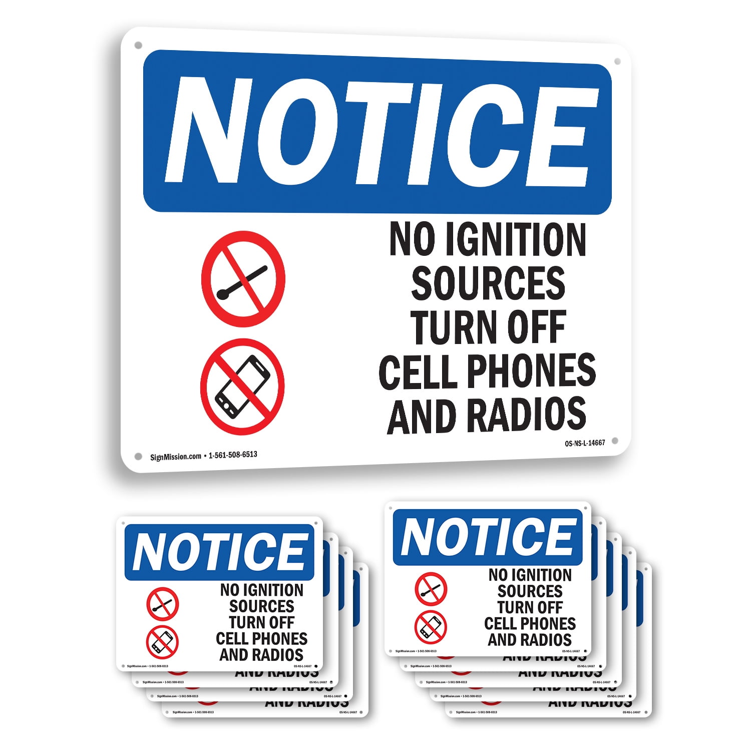 No Ignition Sources Turn Off OSHA Notice Rigid Plastic Sign 24 Inch x ...