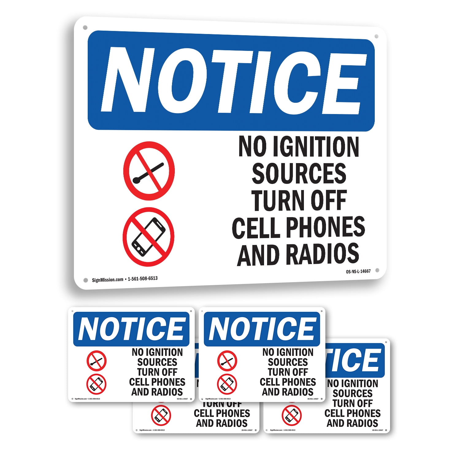 No Ignition Sources Turn Off OSHA Notice Rigid Plastic Sign 24 Inch x ...