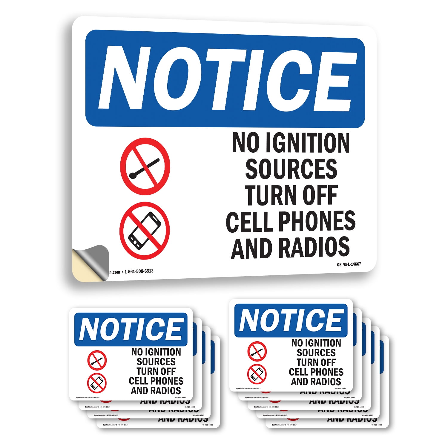 No Ignition Sources Turn Off With Symbol OSHA Notice Vinyl Decal Label ...