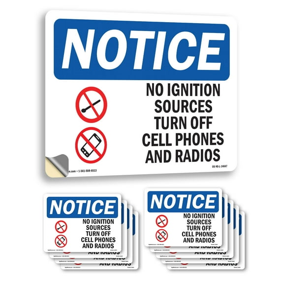 No Ignition Sources Turn Off With Symbol OSHA Notice Vinyl Decal Label ...