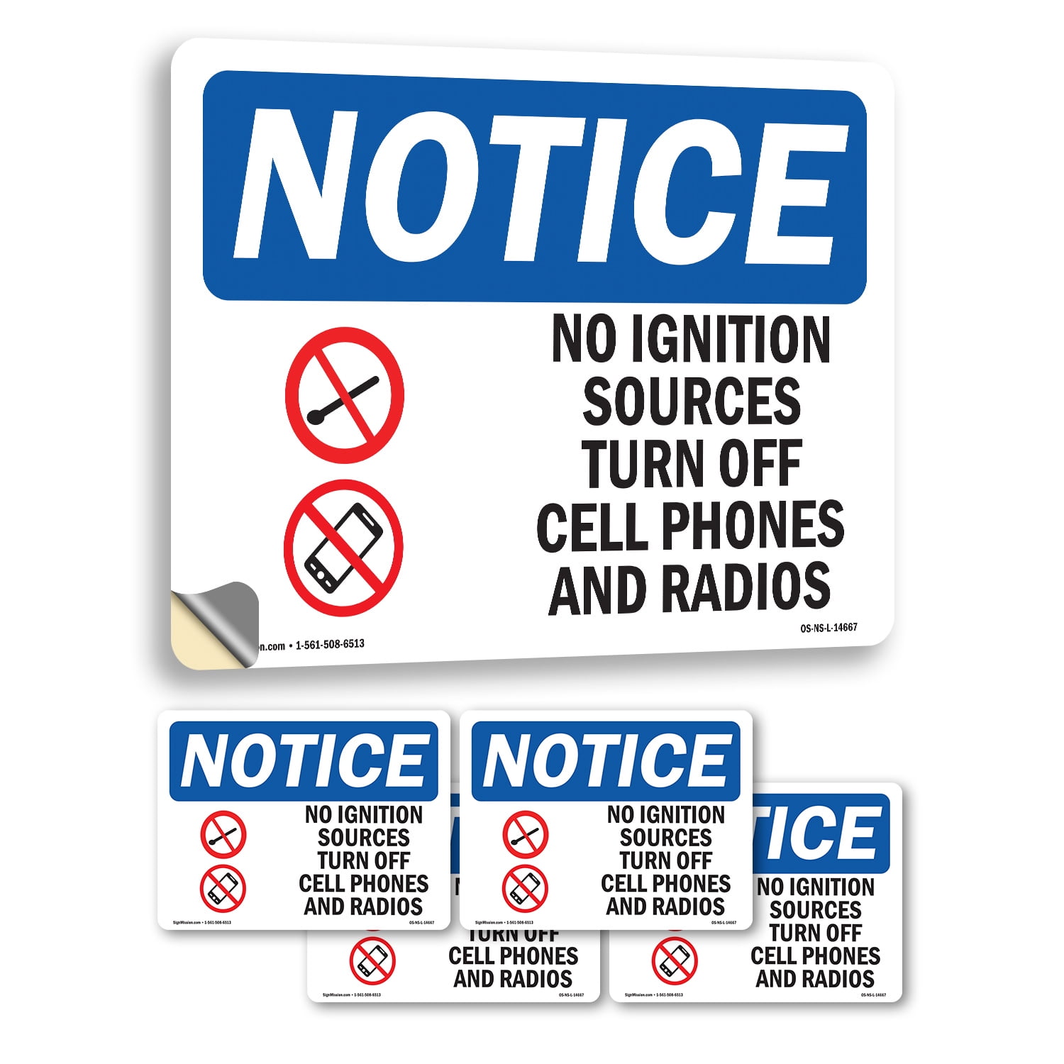No Ignition Sources Turn Off With Symbol OSHA Notice Vinyl Decal Label ...