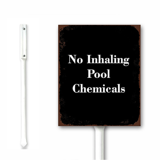 No Inhaling Pool Chemicals Sign for Outdoor Metal Yard Sign Funny Lawn ...