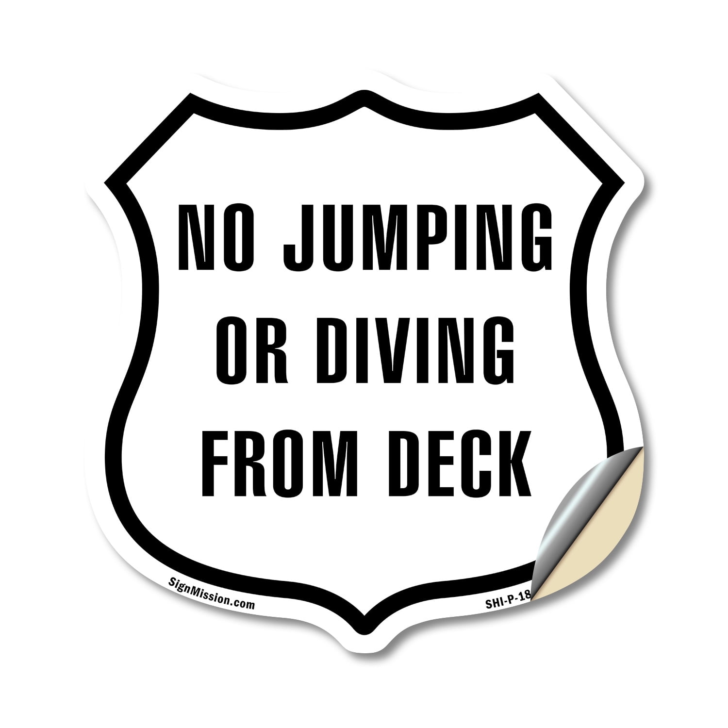 No Jumping Or Diving From Deck (2 Pack) 12 inch X 12 inch Shield Shaped ...