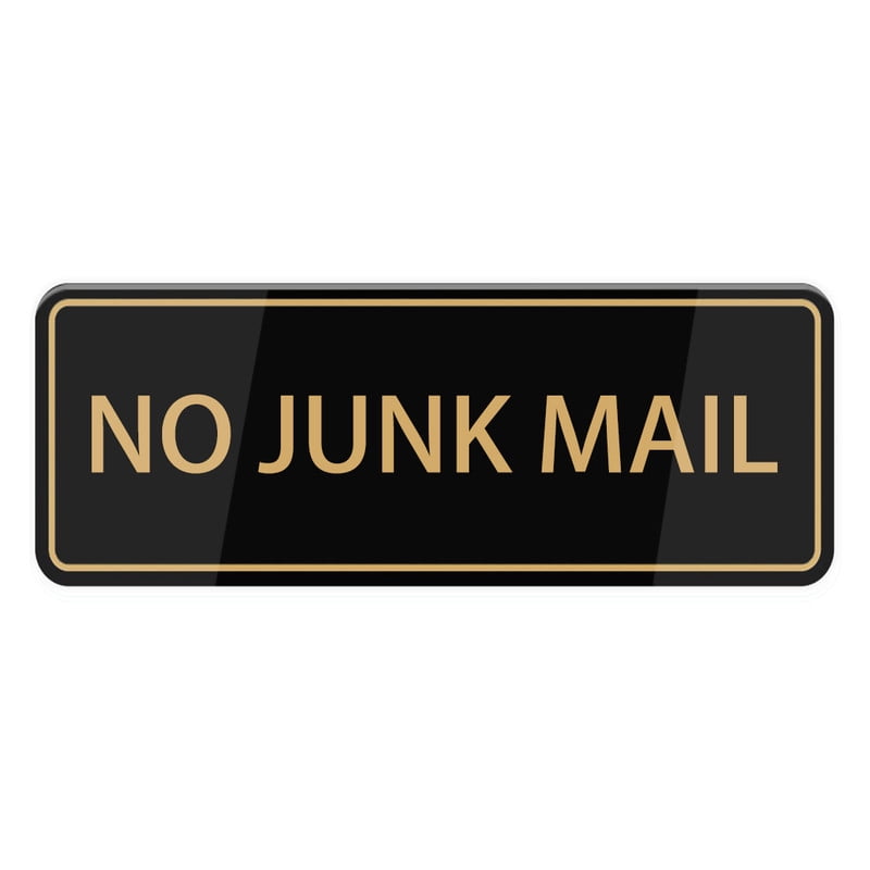 No Junk Mail Sign, Self Adhesive Sign For Front Door Or Wall 10 X 3 ...