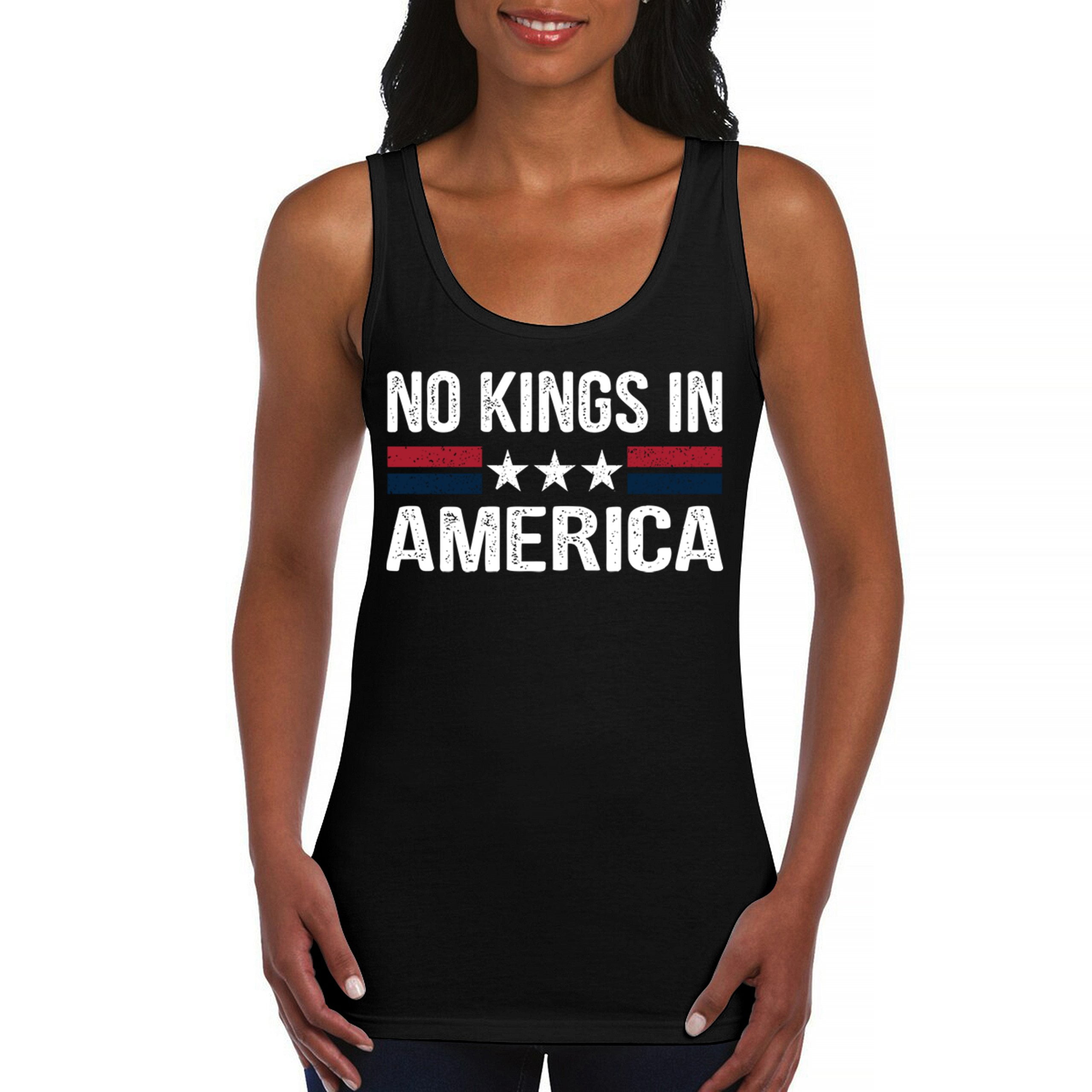 No Kings In America Women's Tank Top Patriotic Political Anti Monarchy ...