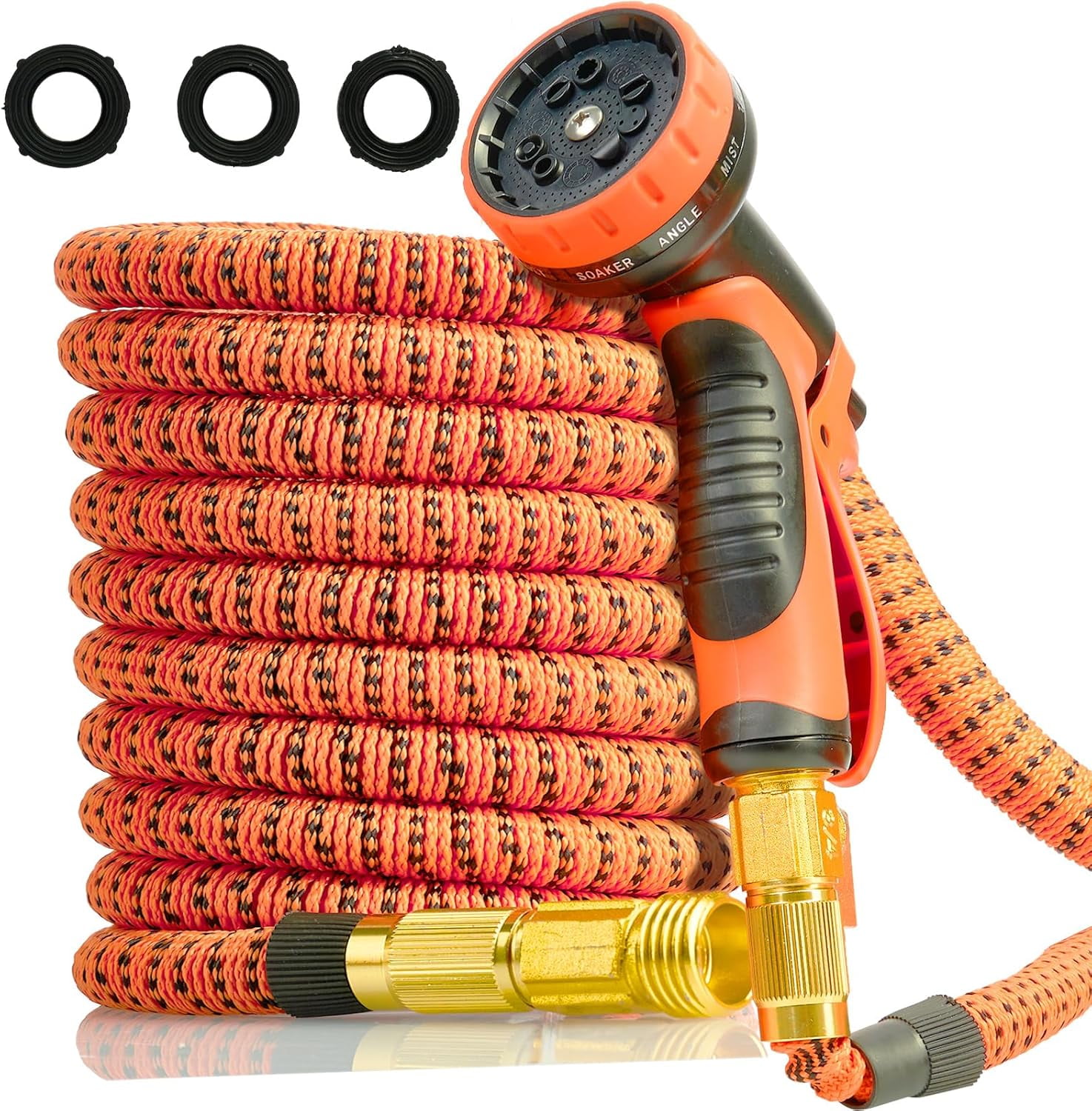 No Kink Collapsible Hose 100ft Orange, Home Watering Artifact ...
