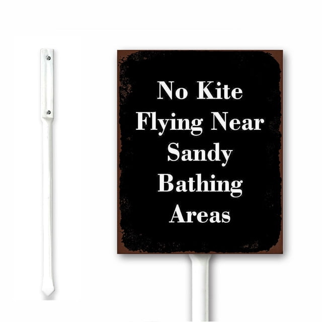 No Kite Flying Near Sandy Bathing Areas Sign for Outdoor Metal Yard ...