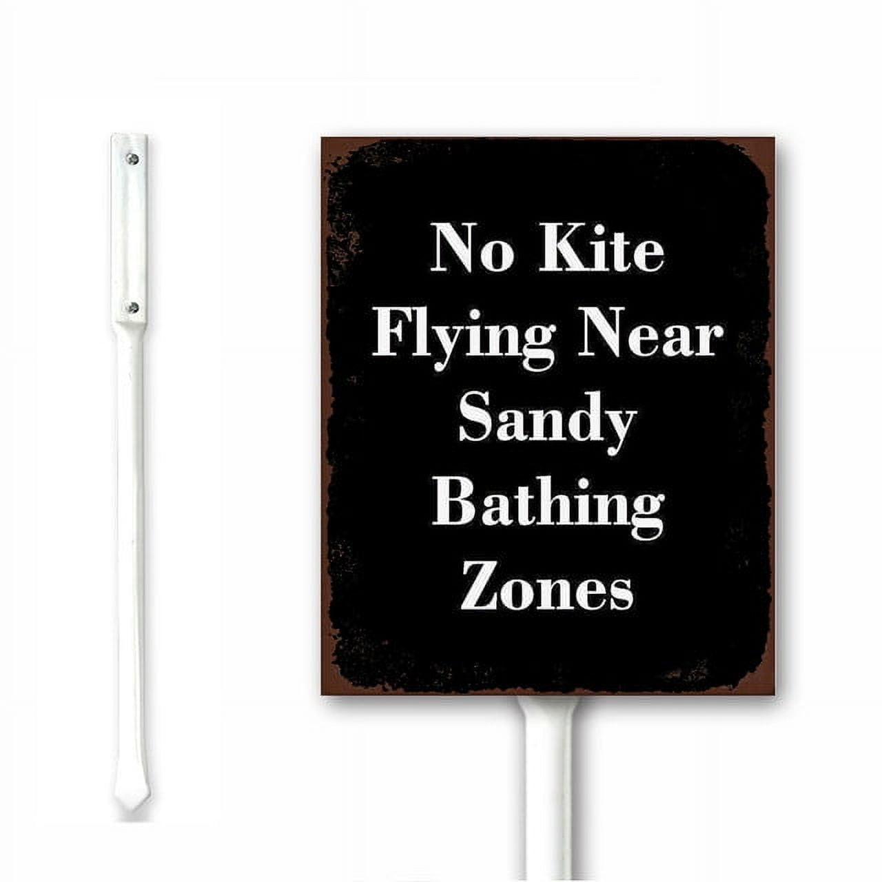 No Kite Flying Near Sandy Bathing Zones Sign for Outdoor Metal Yard ...