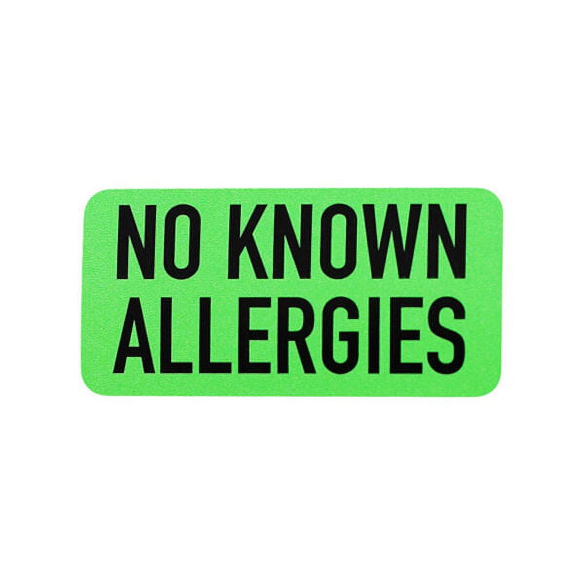 No Known Allergies Medical Warning Light Green Labels | 1 x 2 inch ...