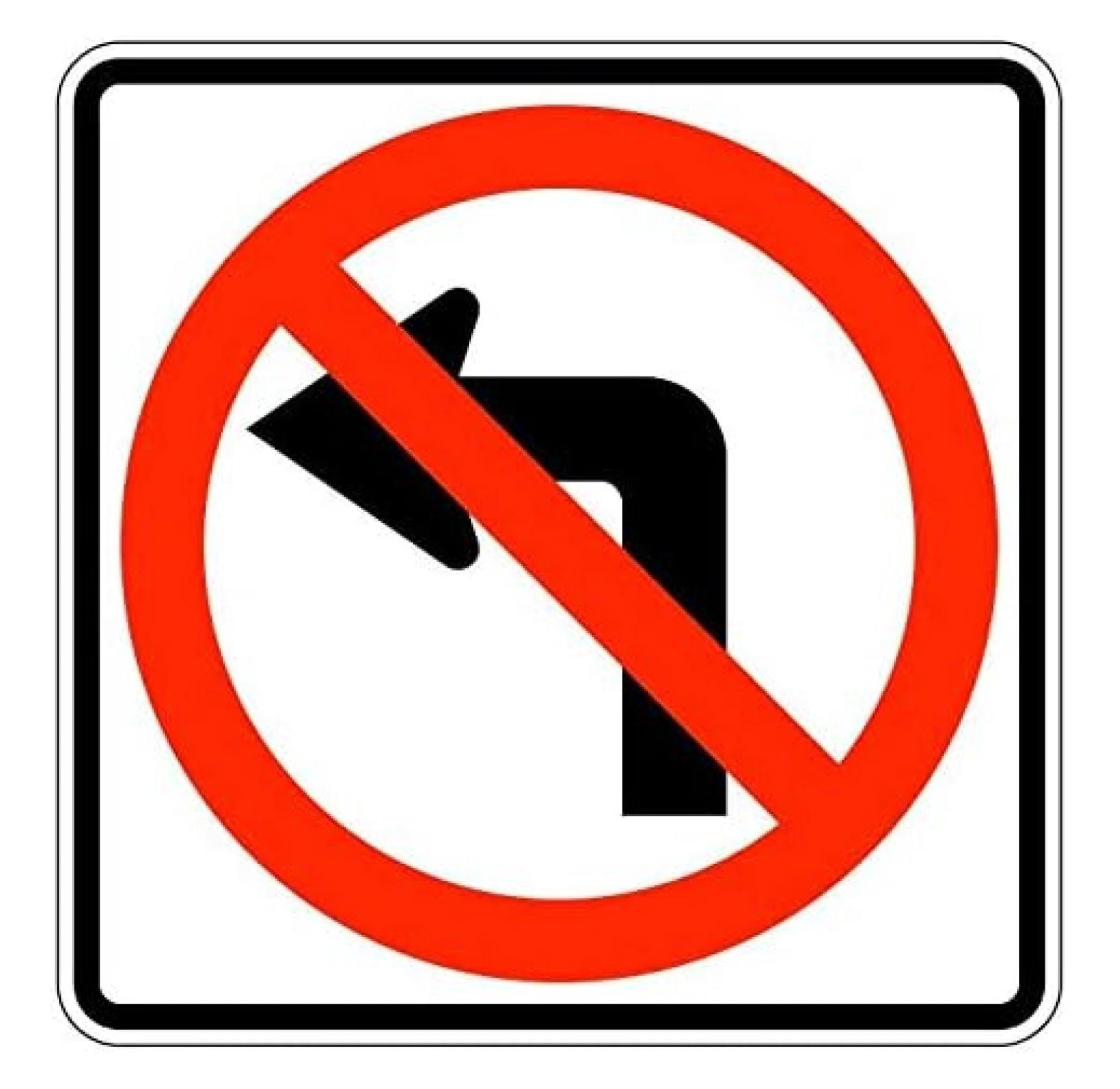 No Left Turn (Symbol) Traffic Sign 24 inch x 24 inch High Intensity ...