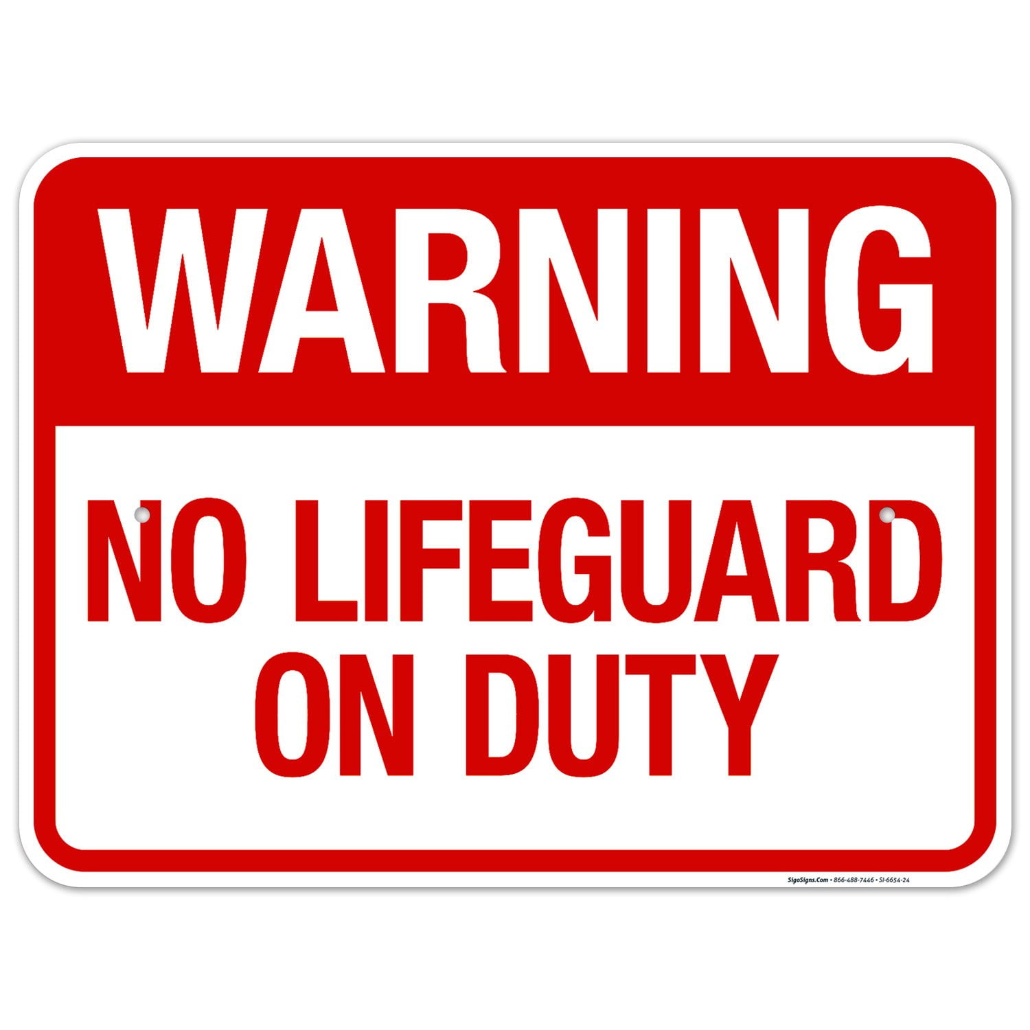 No Lifeguard On Duty Sign, Pool Sign, (SI-6654) - Walmart.com