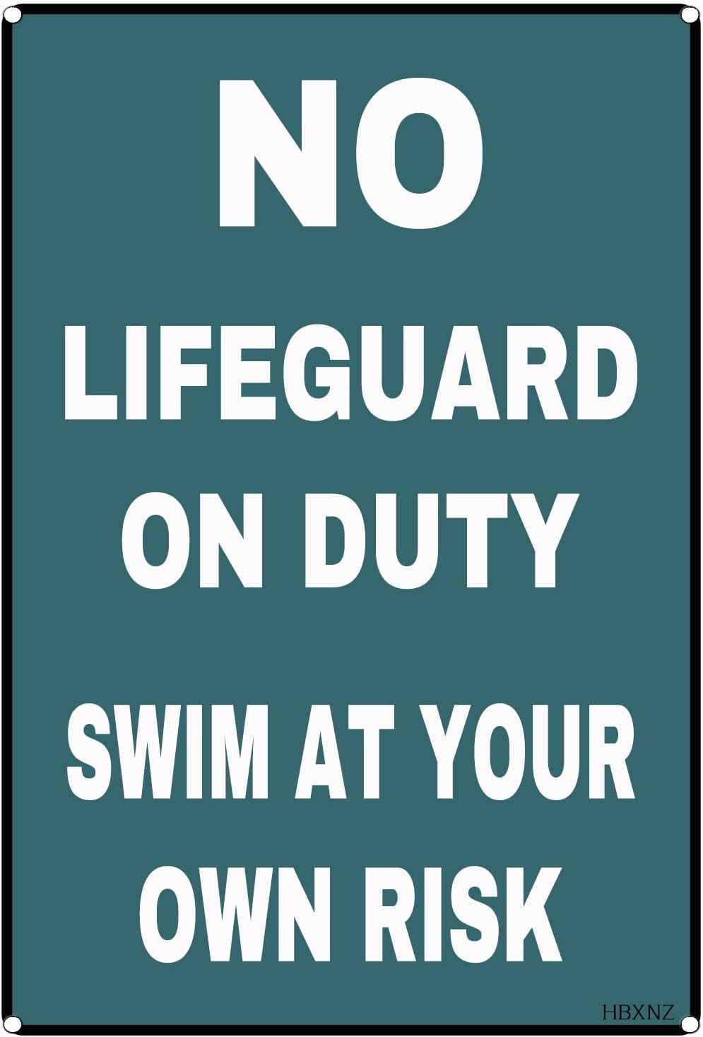 No Lifeguard On Duty Swim At Own Risk Warning Sign Plaque Pool Swimming ...
