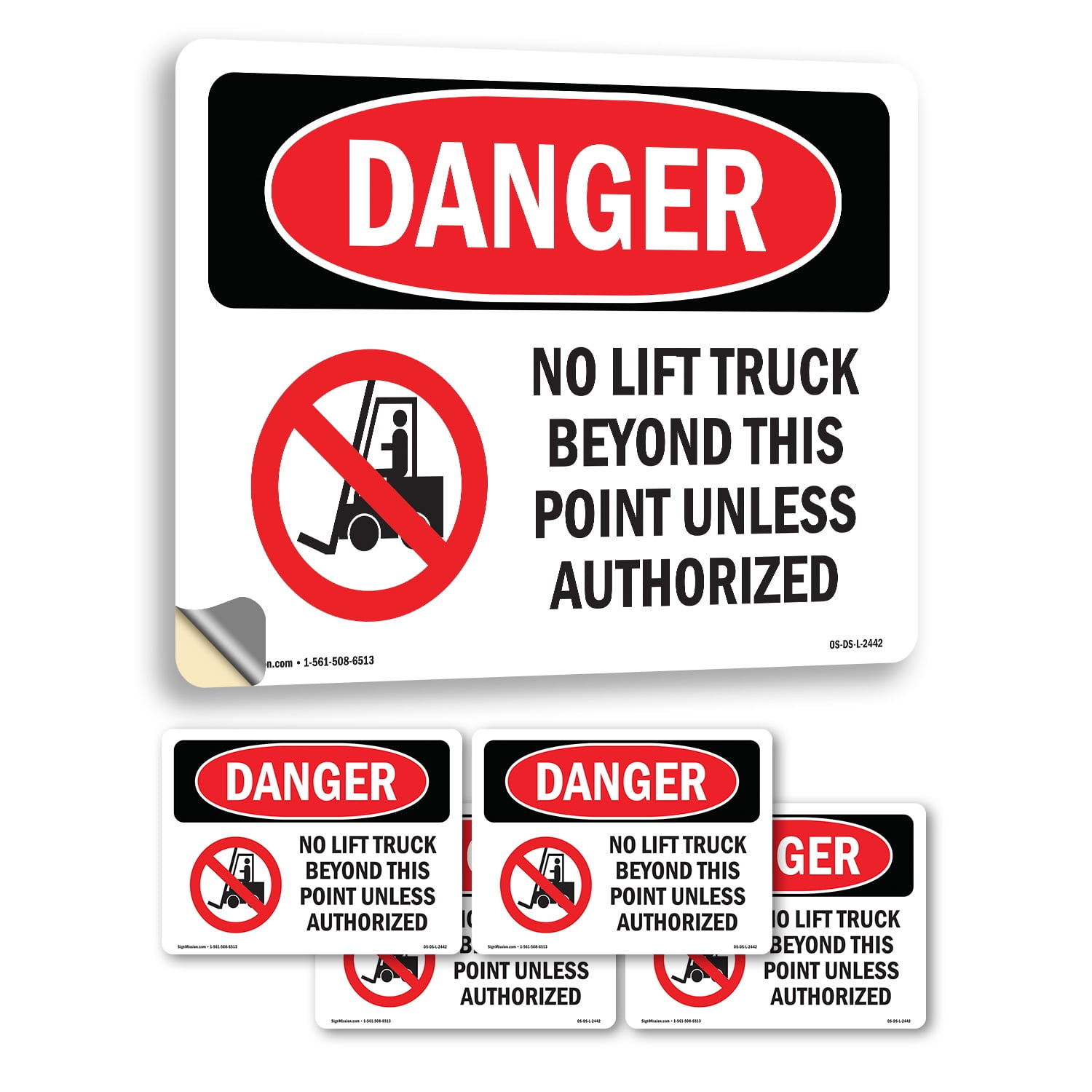 No Lift Truck Beyond This Point OSHA Danger Vinyl Decal Label 14 Inch x ...