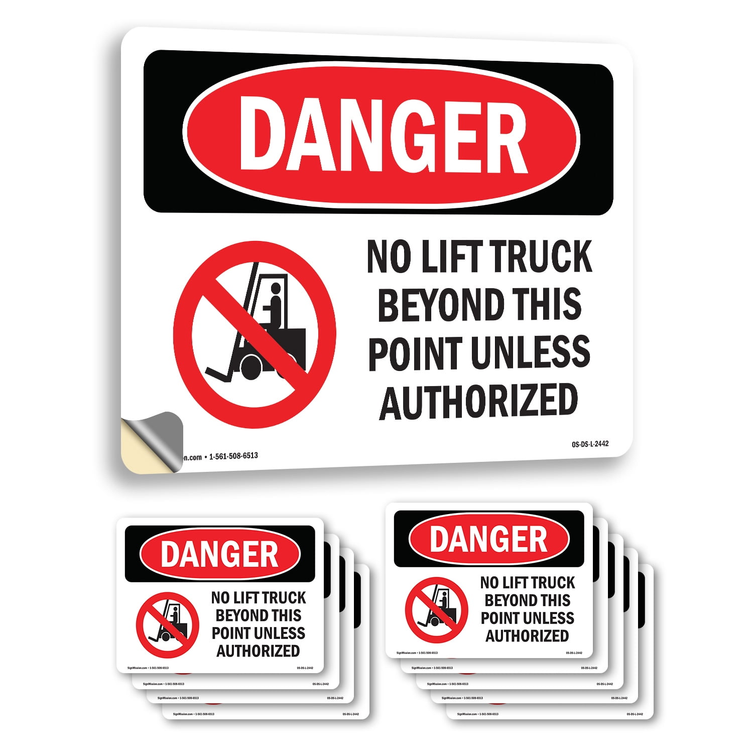 No Lift Truck Beyond This Point OSHA Danger Vinyl Decal Label 24 Inch x ...