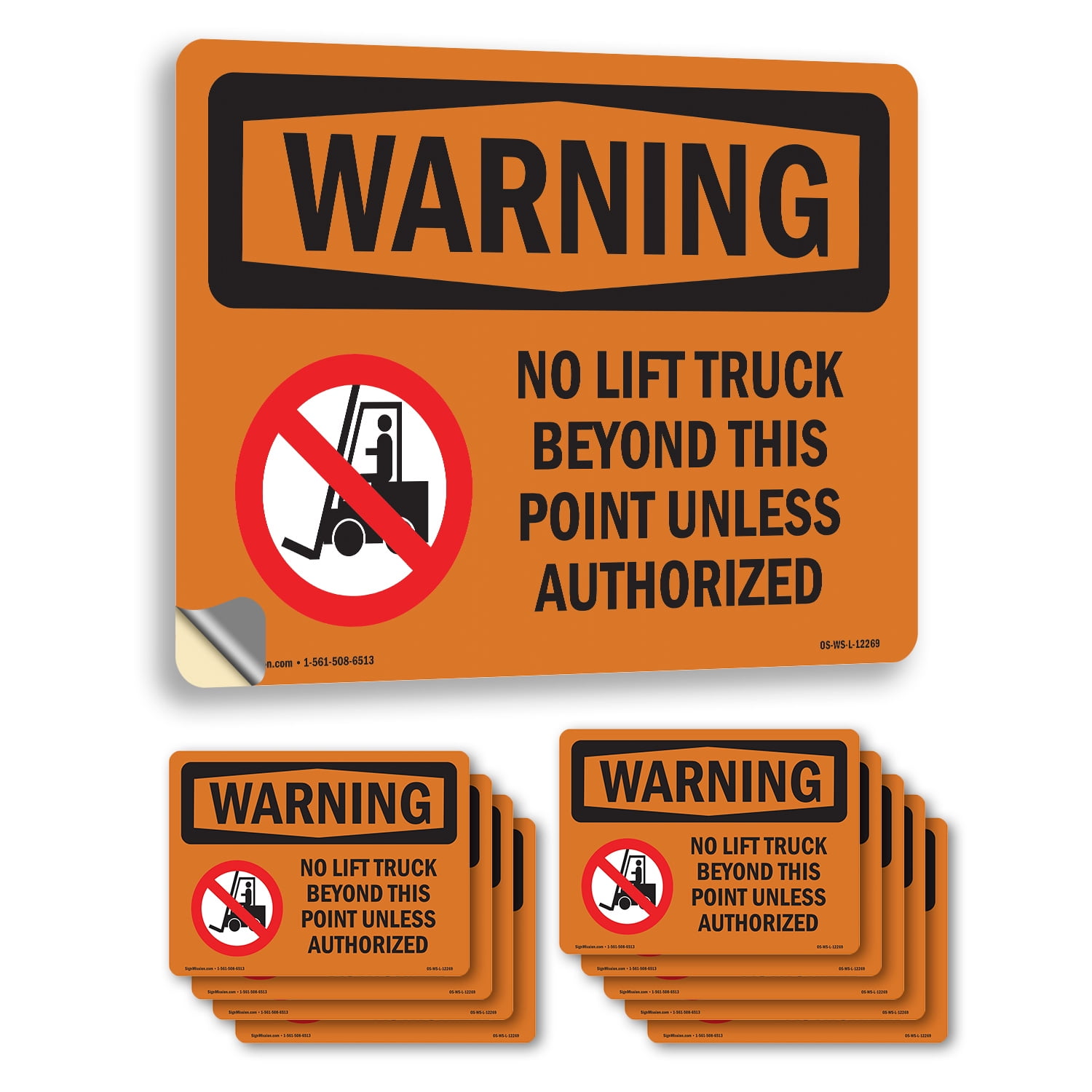 No Lift Truck Beyond This Point With Symbol OSHA WARNING Vinyl Decal ...