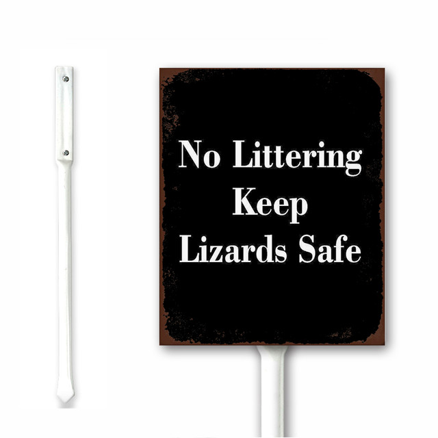 No Littering - Keep Lizards Safe Sign for Outdoor Metal Yard Sign Funny ...