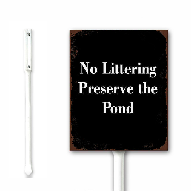No Littering - Preserve the Pond Sign for Outdoor Metal Yard Sign Funny ...
