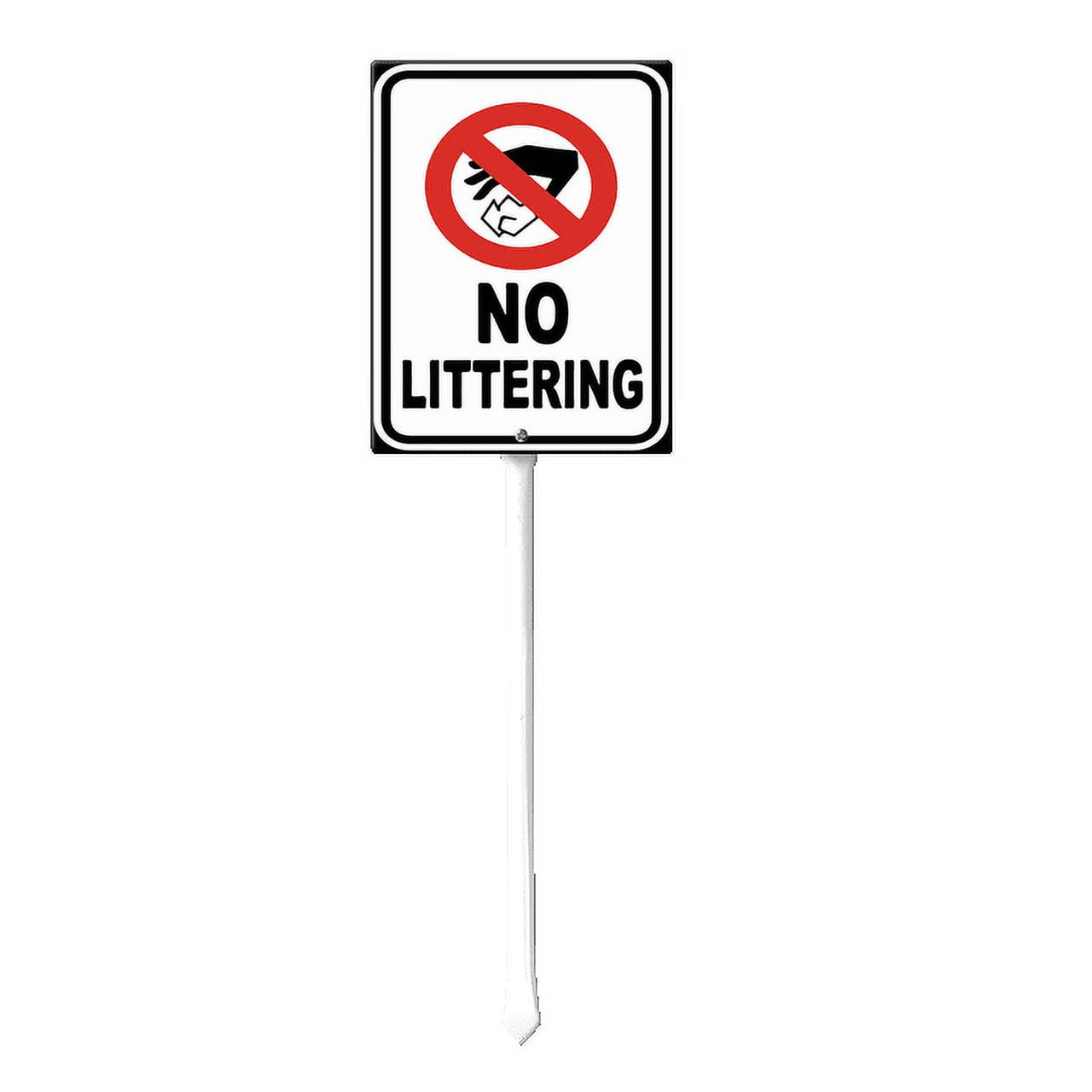 No Littering Sign With Metal Stake, 7" x 21.6" Aluminum Yard Sign for ...