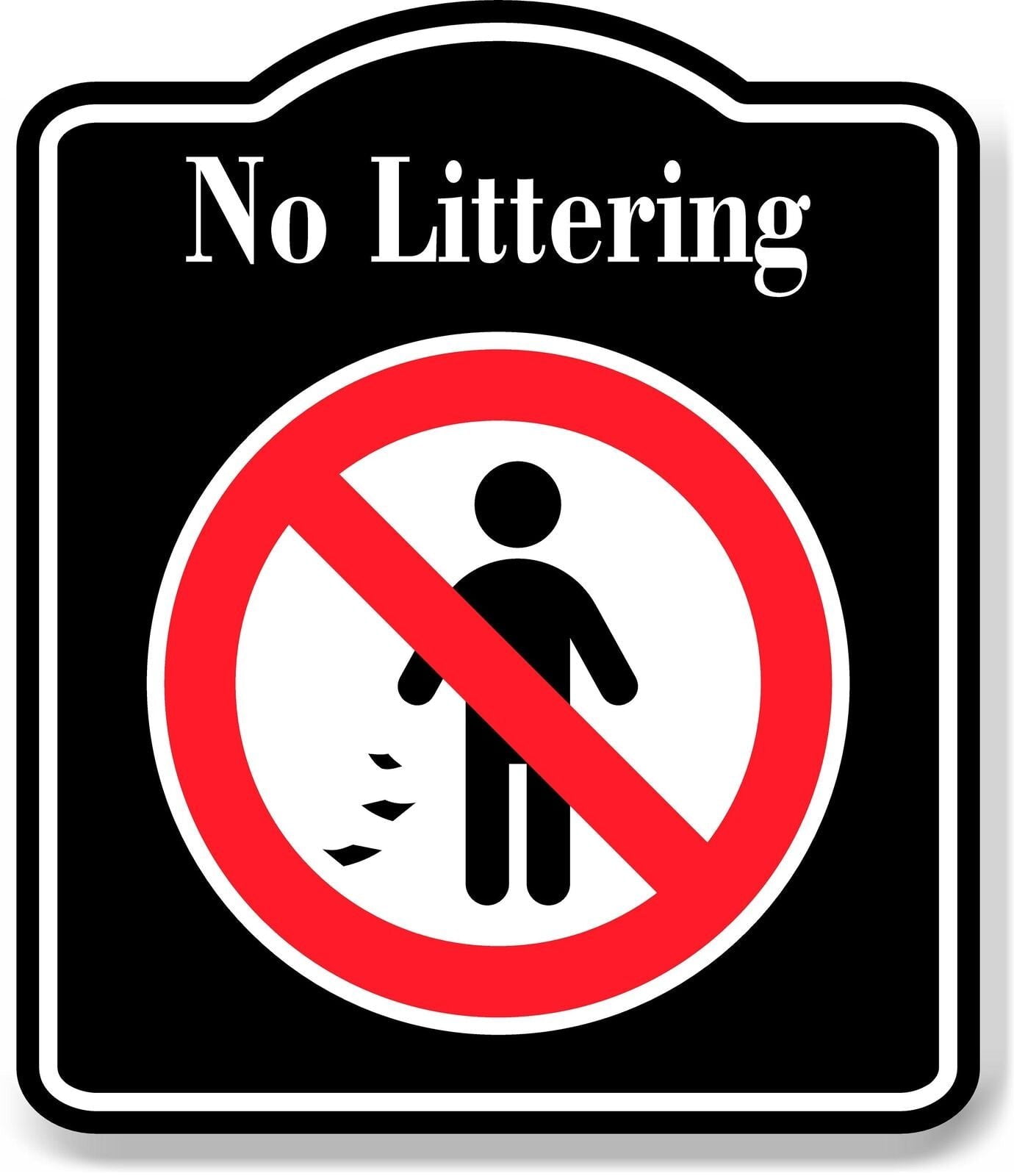 No Littering Symbol Prohibition BLACK Aluminum Composite Sign, 20"24 ...