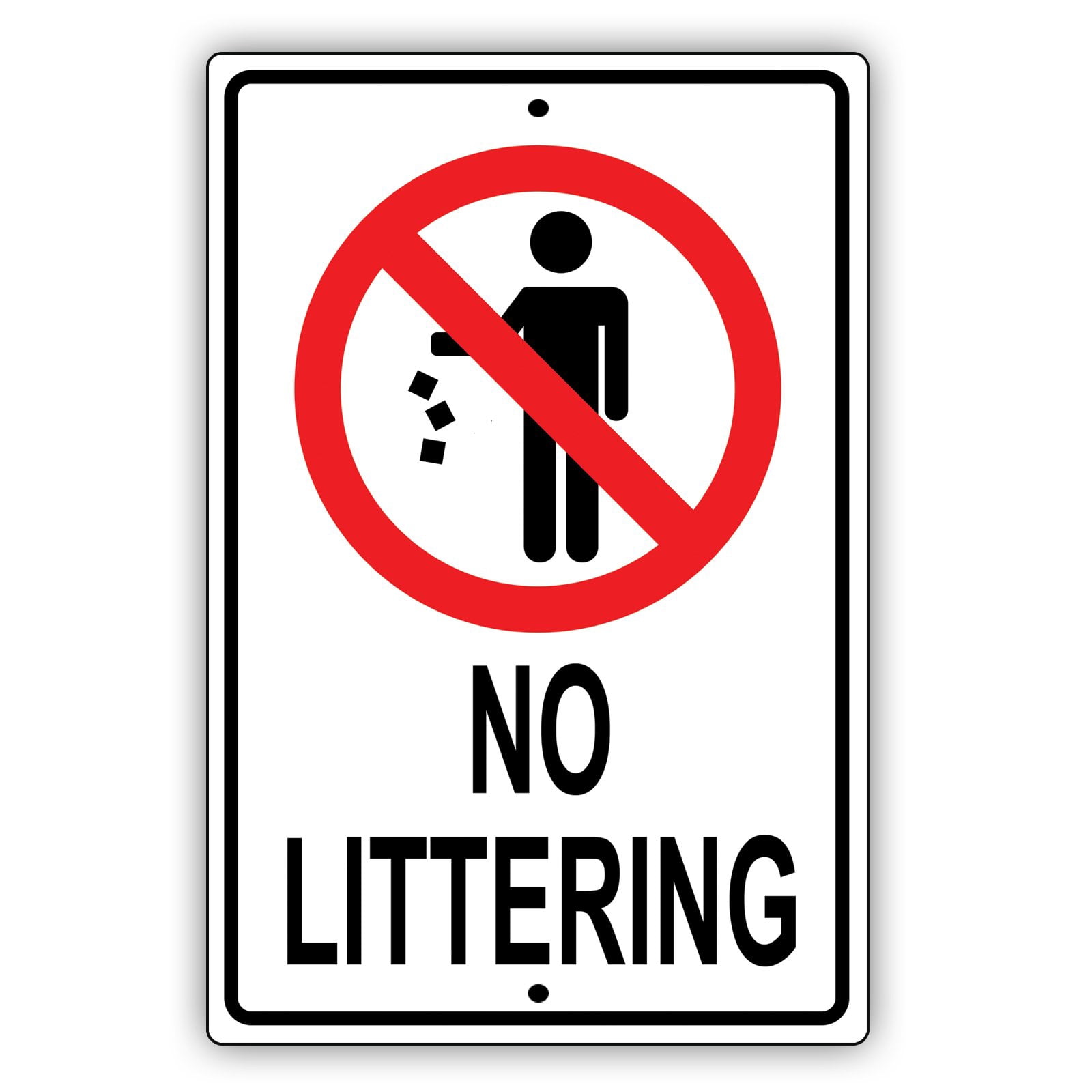 No Littering with Symbol Metal Aluminium Sign Made in The USA UV ...